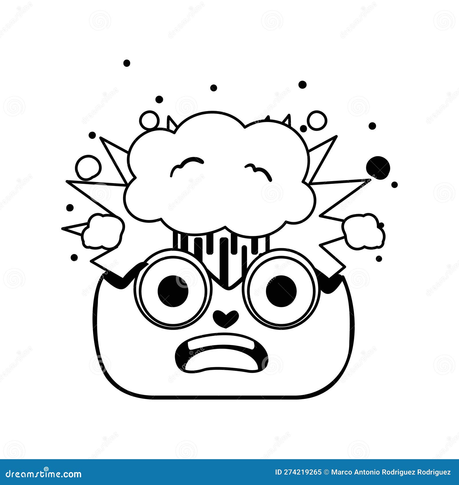 Vector Cartoon Cute Exploding Head Emoji Isolated Illustration Stock ...