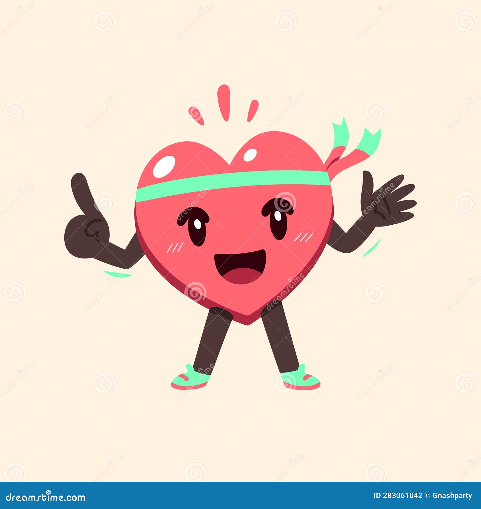 Vector Cartoon Cute Healthy Heart Character Stock Vector - Illustration ...