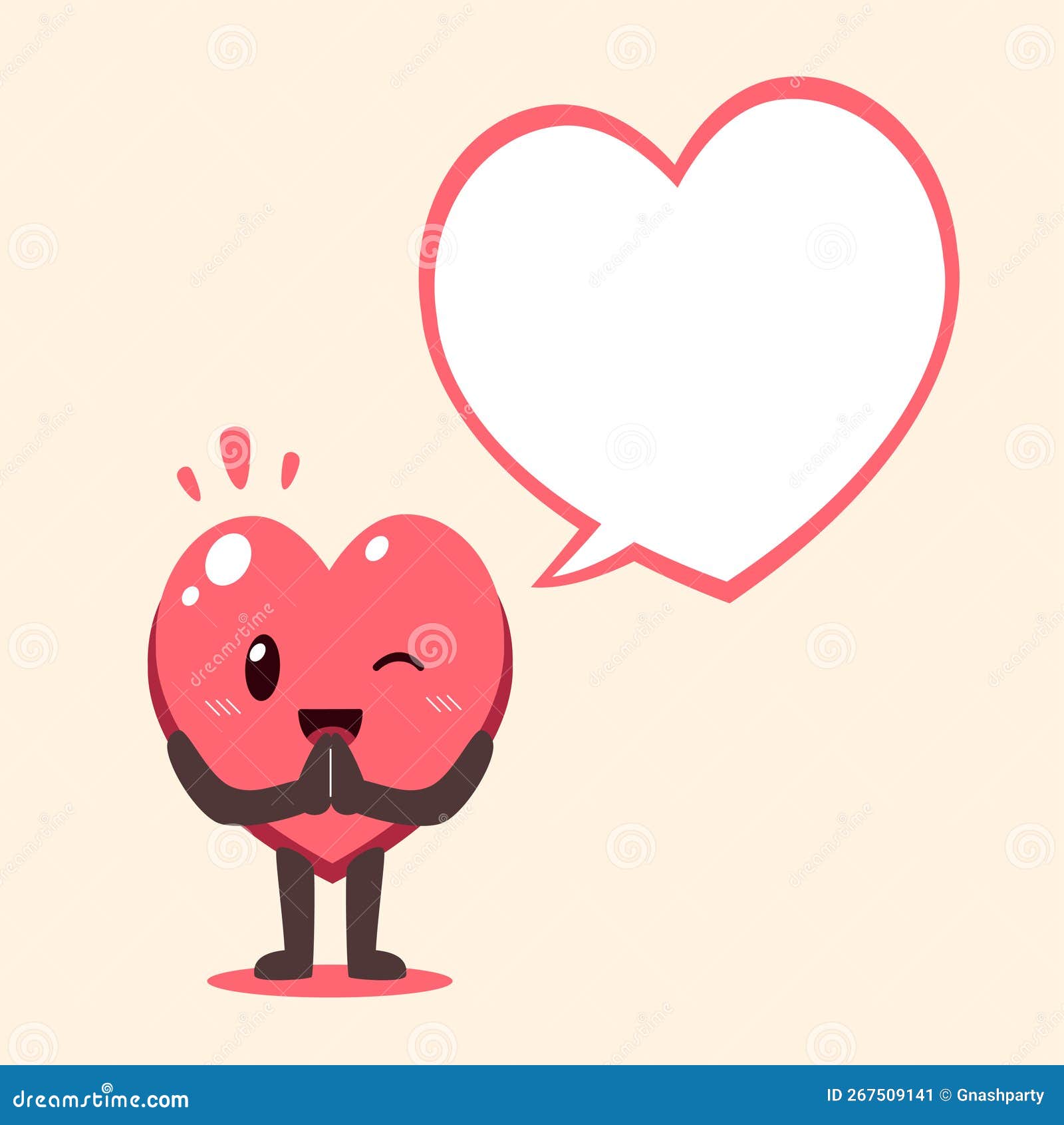 Vector Cartoon Cute Heart Character with Speech Bubble Stock Vector ...
