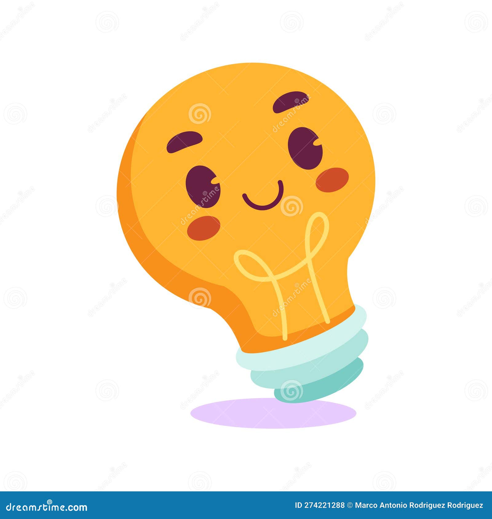 Vector Cartoon Cute Light Bulb School Kawaii Illustration Stock Vector ...