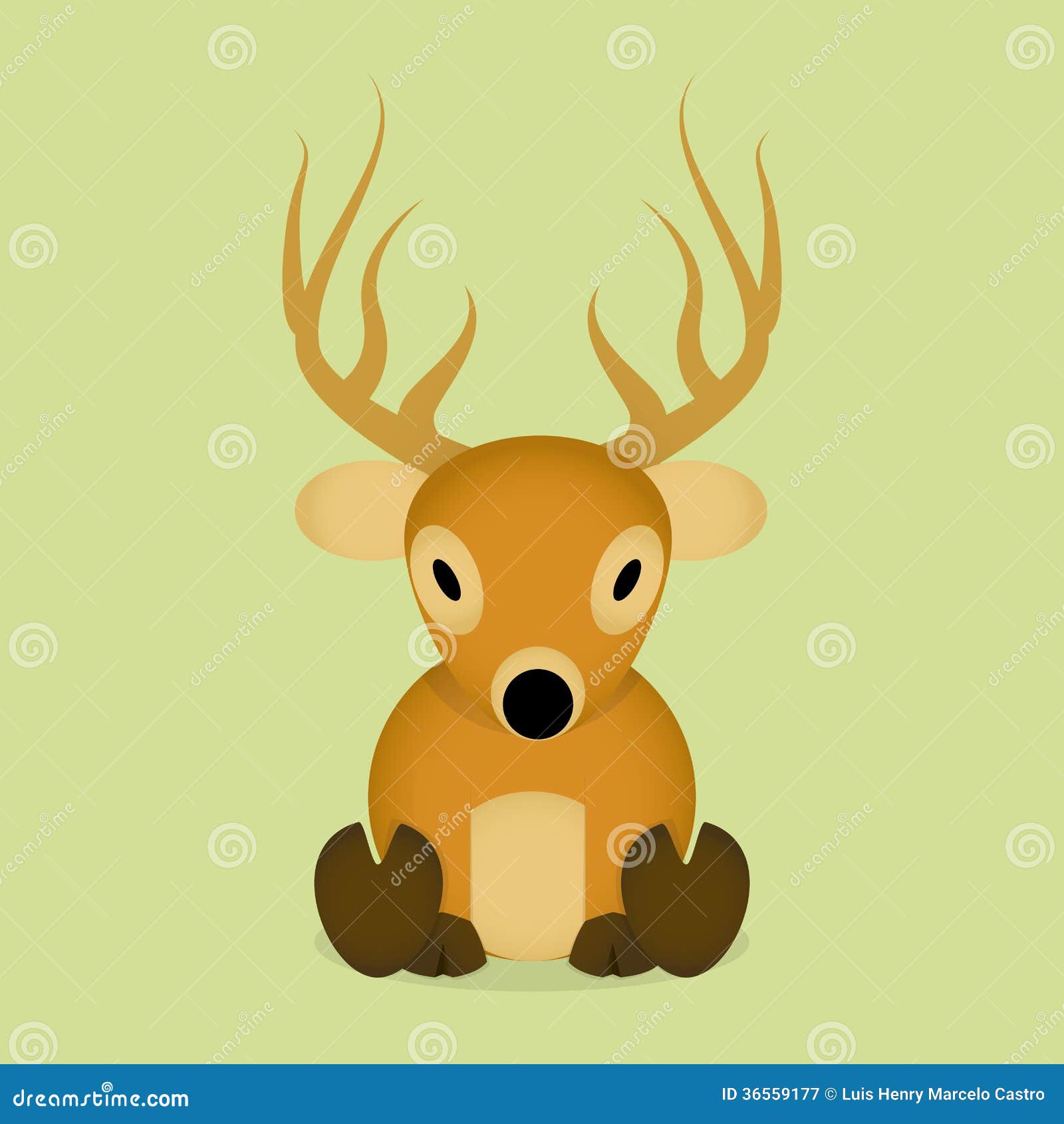Vector Cartoon Cute Little Deer Sitting Isolated Stock Vector ...