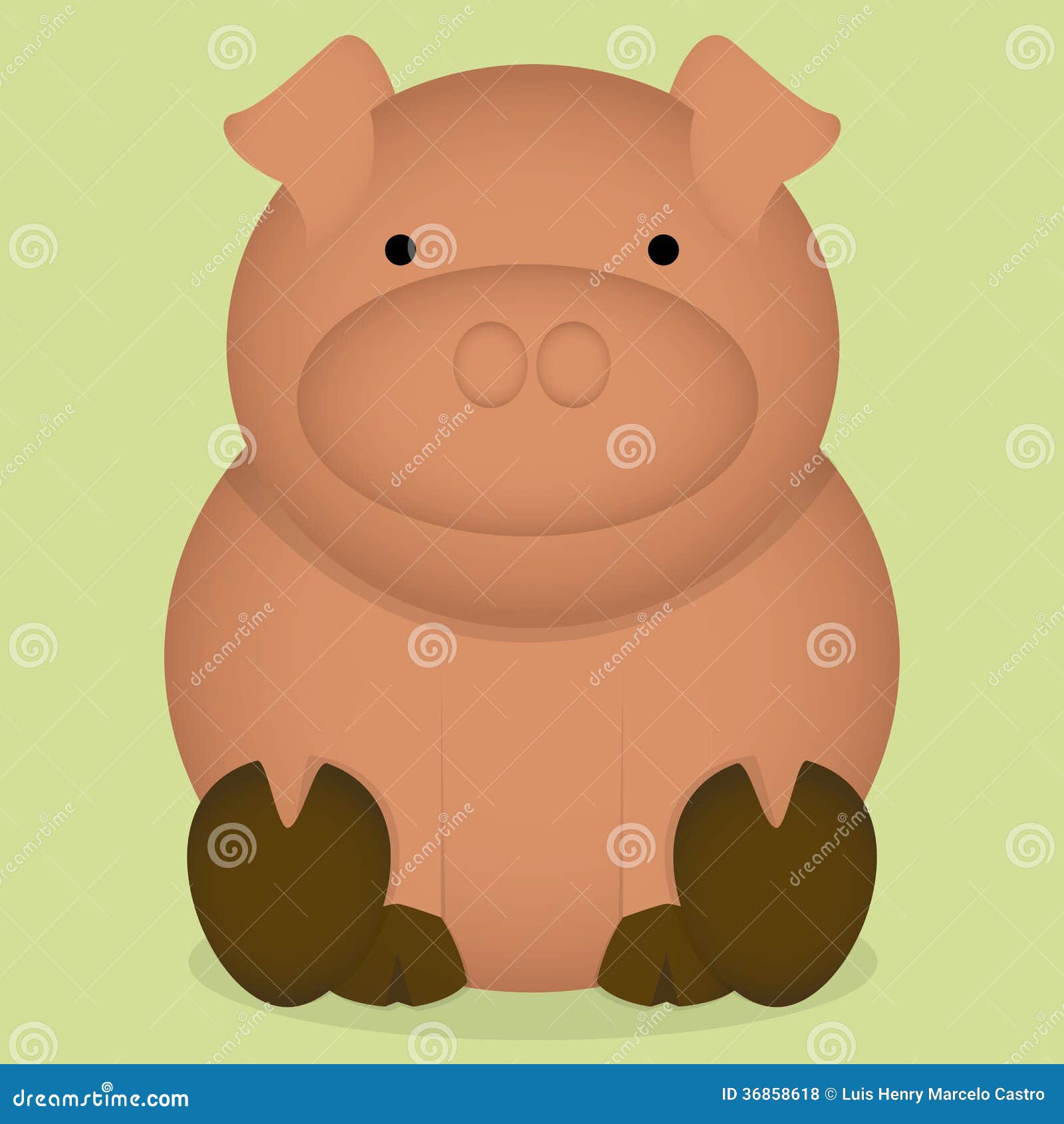 Vector Cartoon Cute Little Pig Sitting Isolated Stock Illustration ...