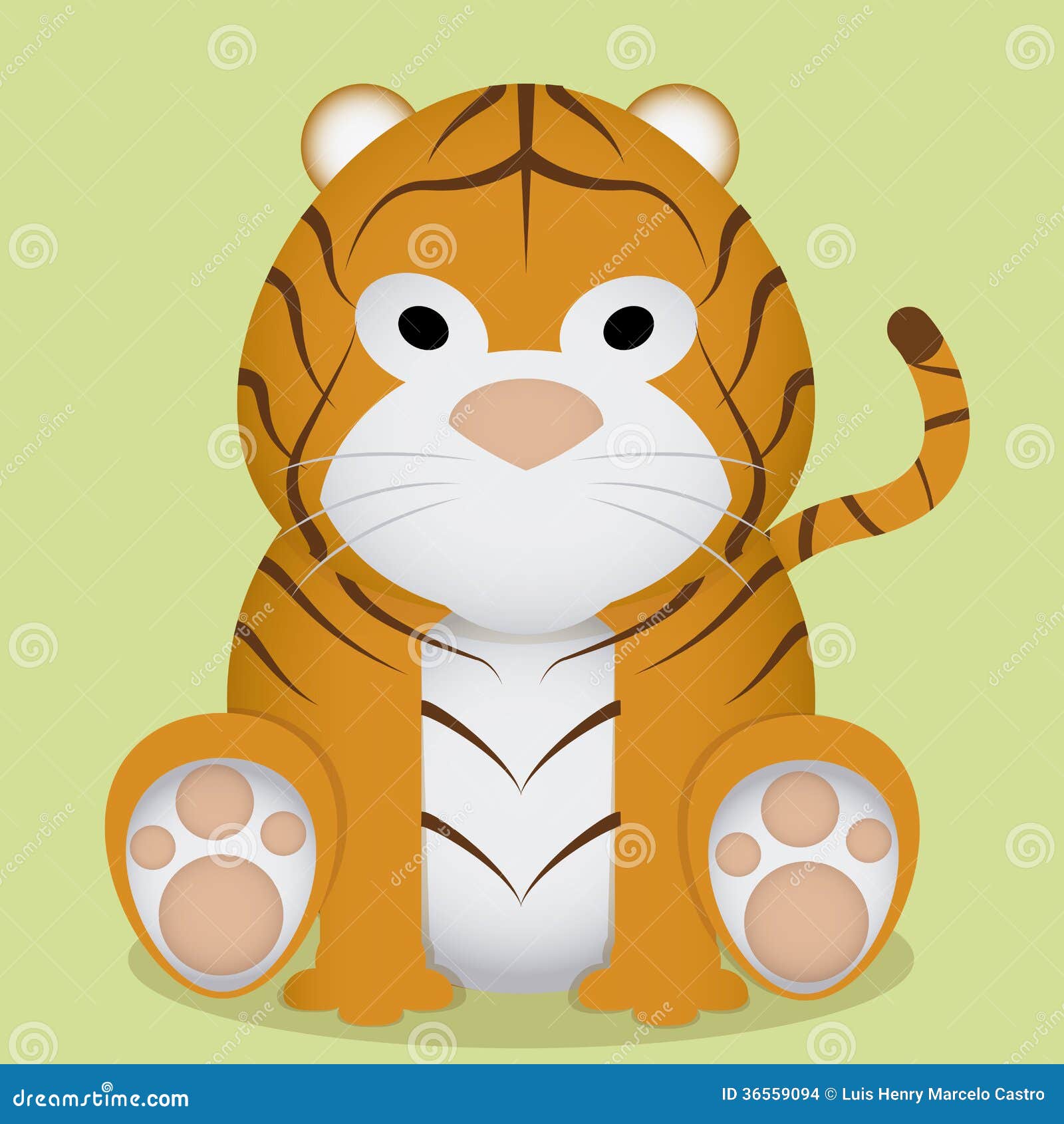 Vector Cartoon Cute Little Tiger Sitting Isolated Stock Vector ...