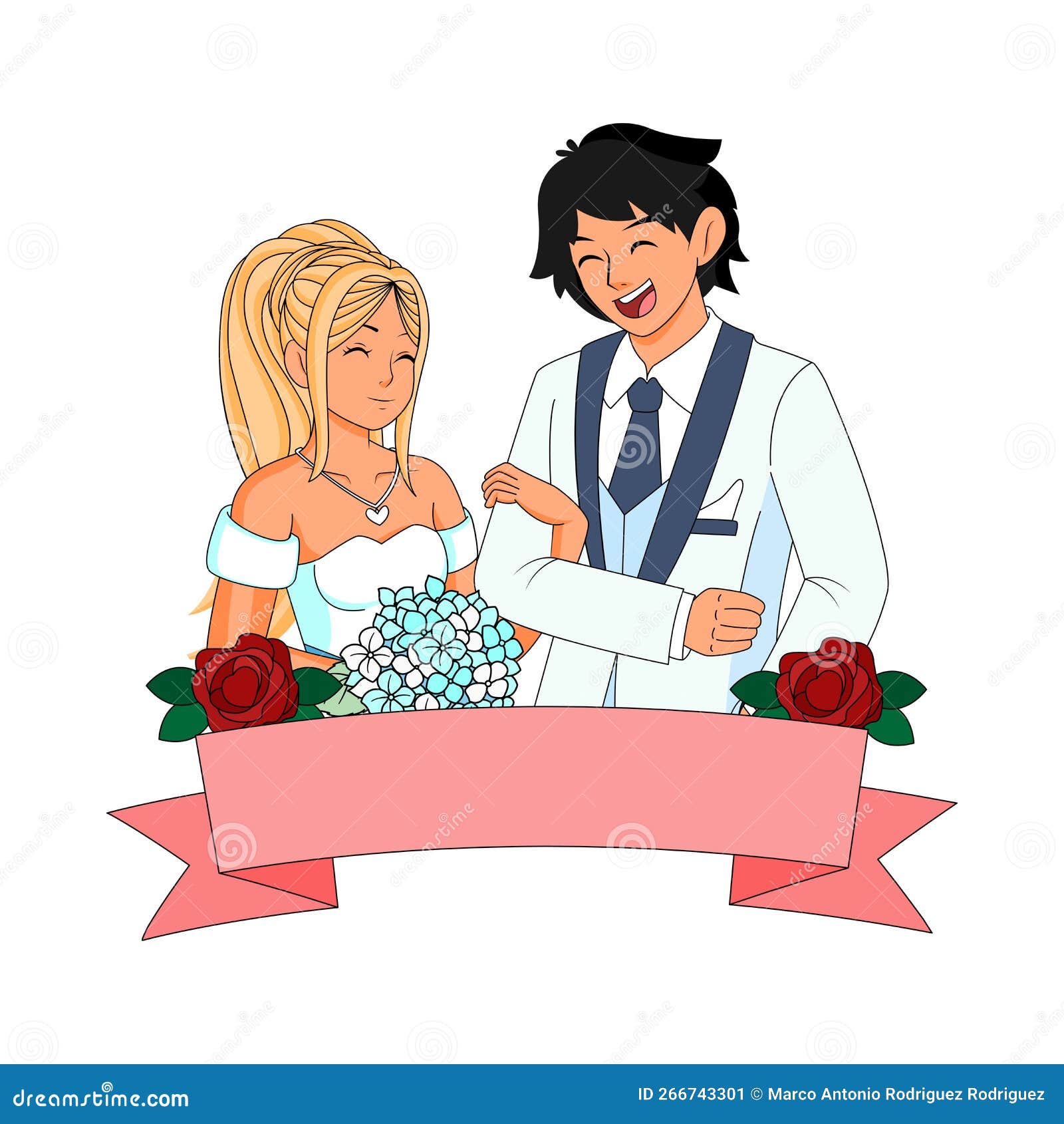 Vector Cartoon Cute Married Wedding Couple Isolated Stock Vector ...