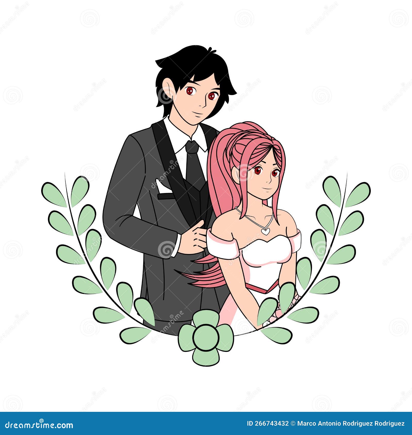 Vector Cartoon Cute Married Wedding Couple Isolated Stock Vector ...