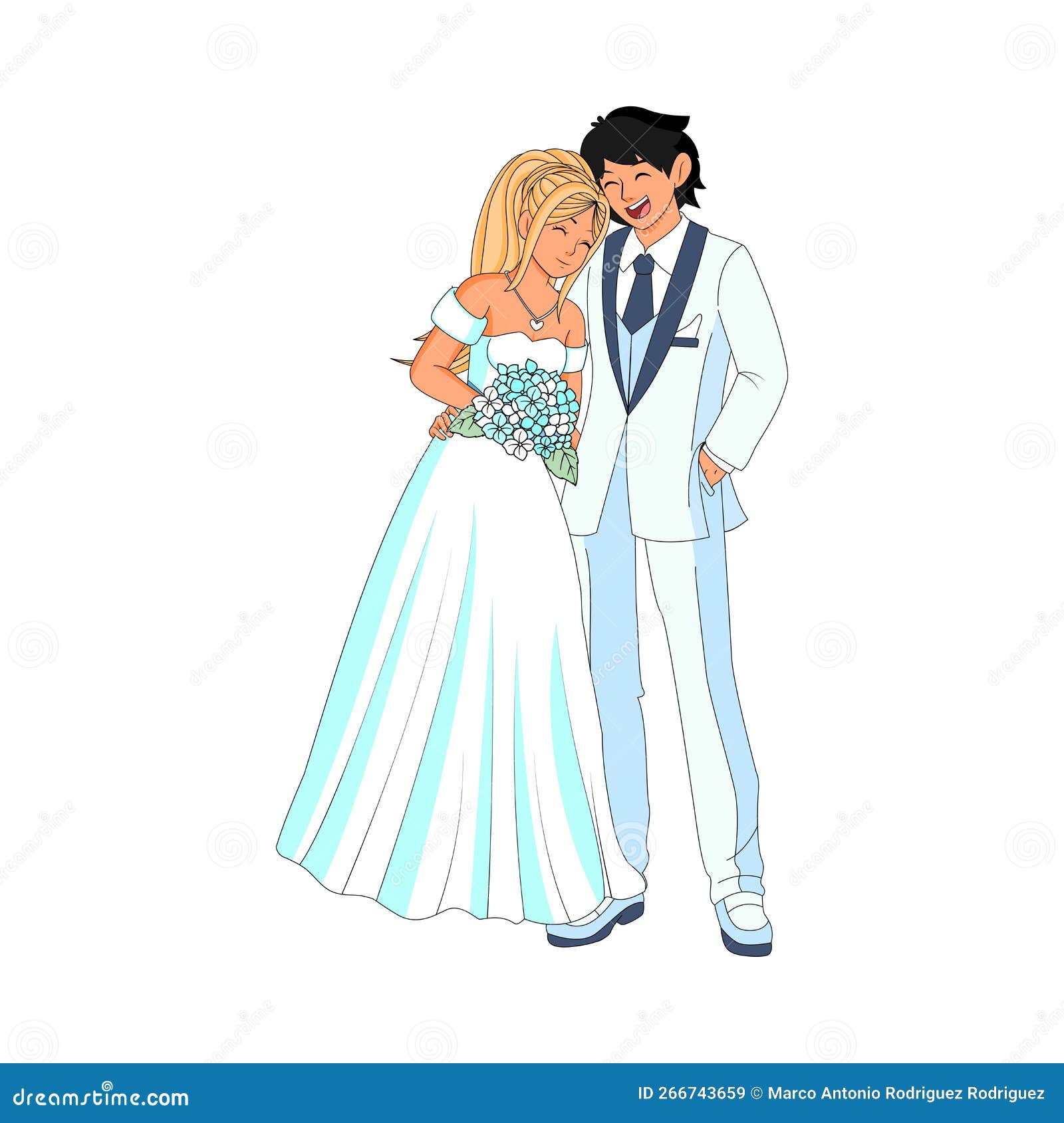 Vector Cartoon Cute Married Wedding Couple Isolated Stock Vector ...
