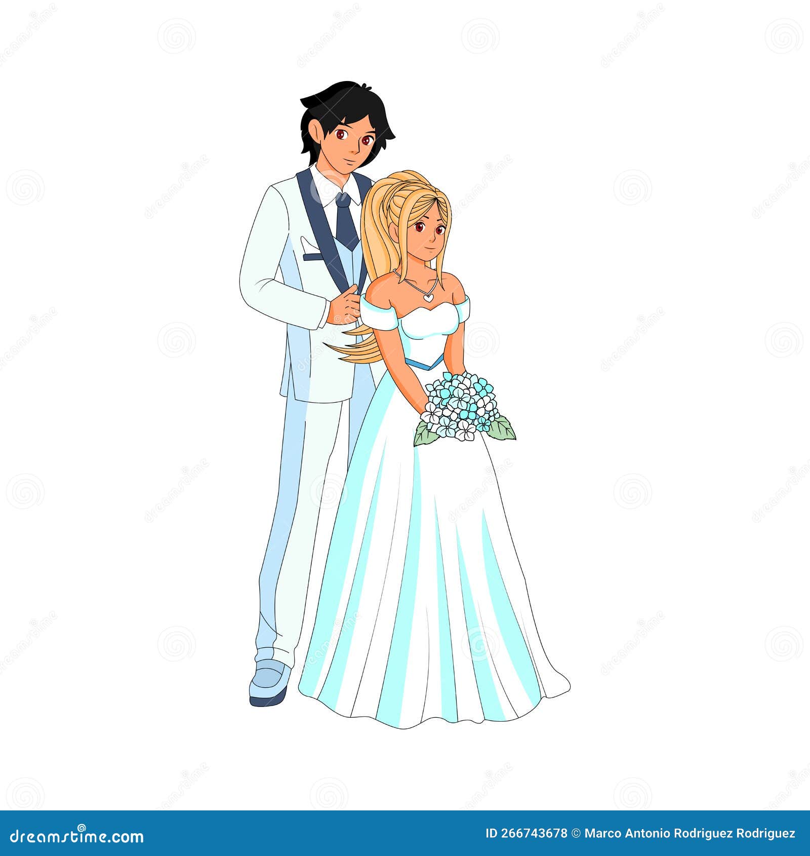 Vector Cartoon Cute Married Wedding Couple Isolated Stock Vector ...