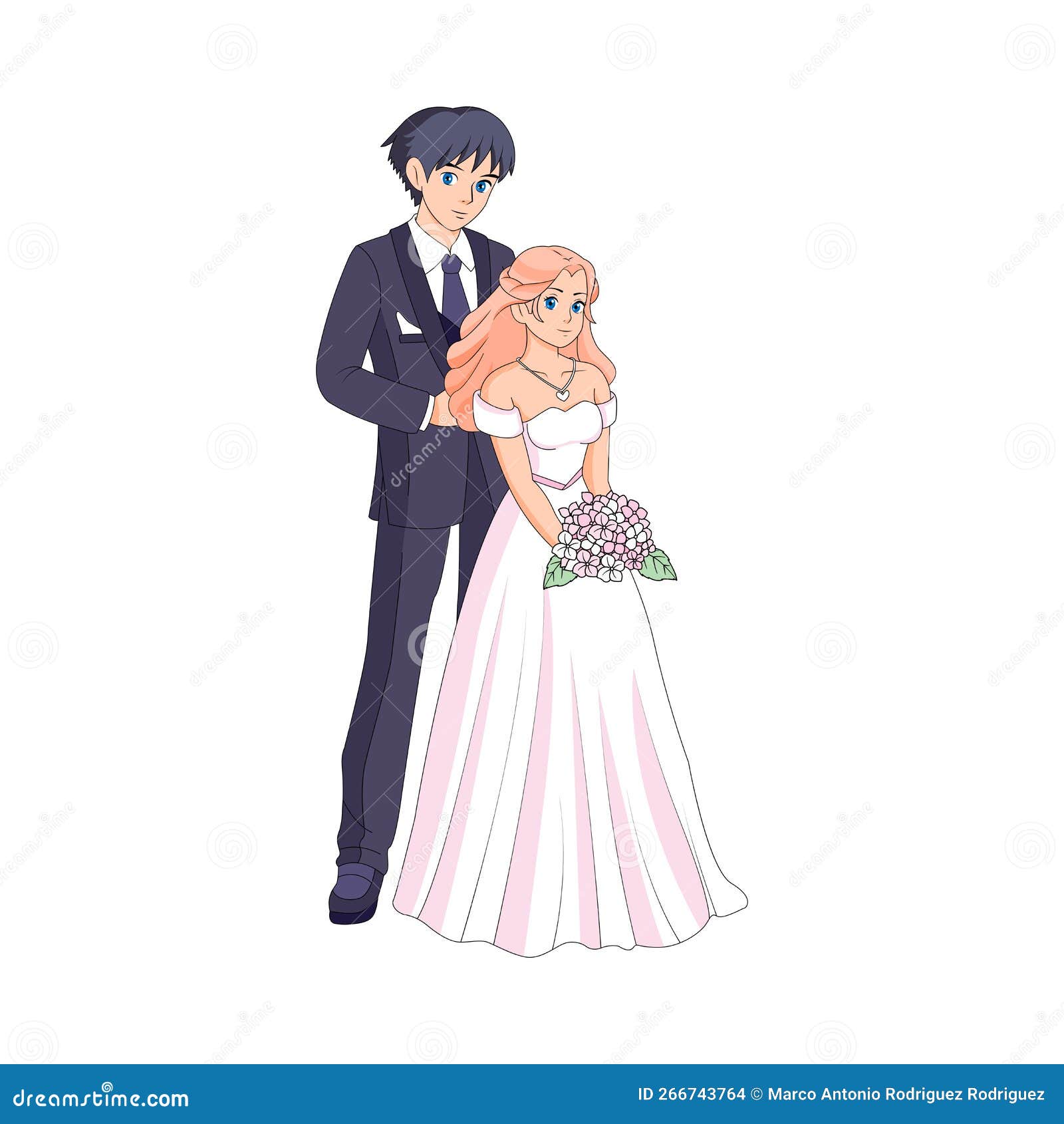 Vector Cartoon Cute Married Wedding Couple Isolated Stock Vector ...