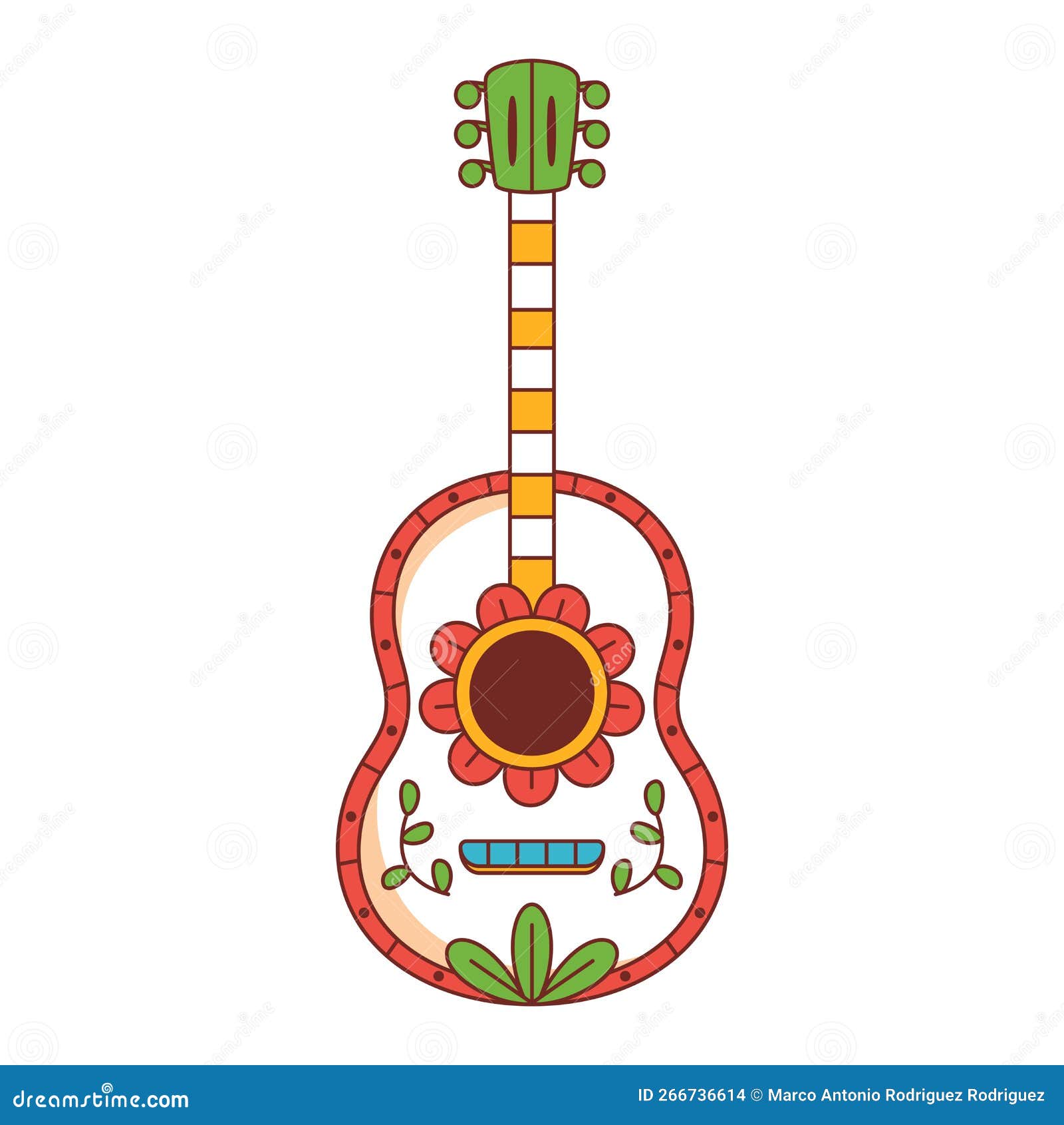 Vector Cartoon Cute Mexican Guitar Llustration Isolated Stock Vector ...