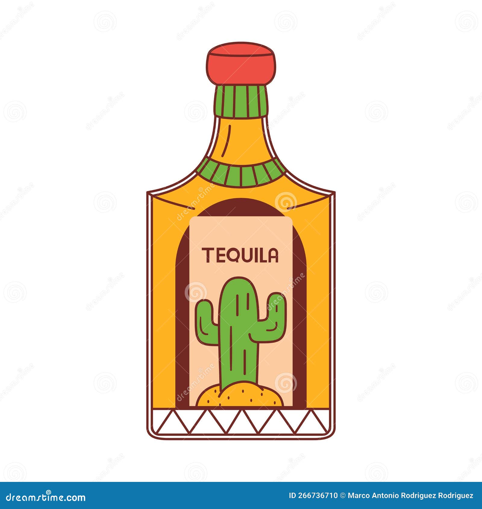 Vector Cartoon Cute Mexican Tequila Llustration Isolated Stock Vector ...