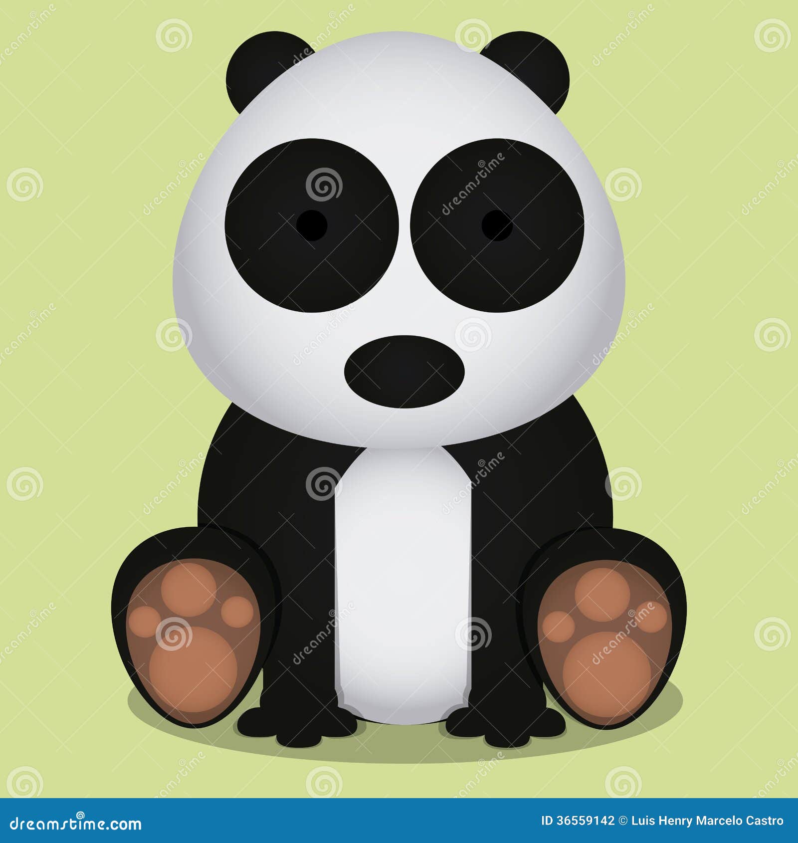 Vector Cartoon Cute Panda Bear Sitting Isolated Stock Vector ...