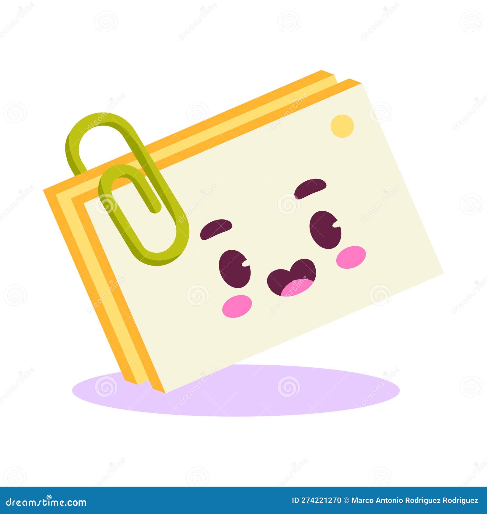 Vector Cartoon Cute Post it School Kawaii Illustration Stock Vector ...