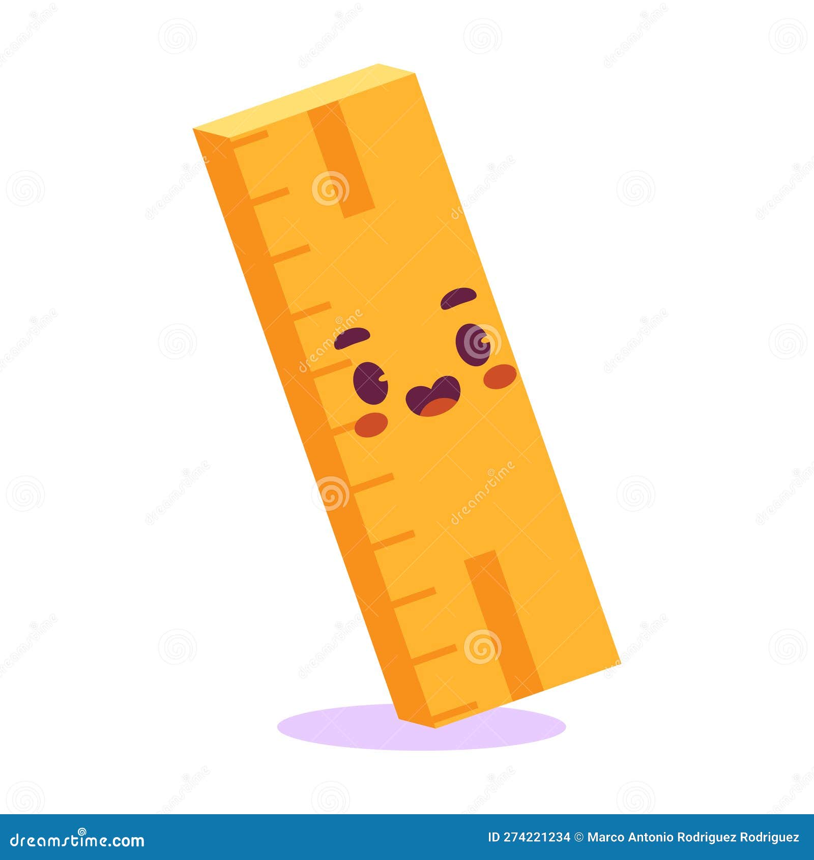 Vector Cartoon Cute Ruler School Kawaii Illustration | CartoonDealer ...