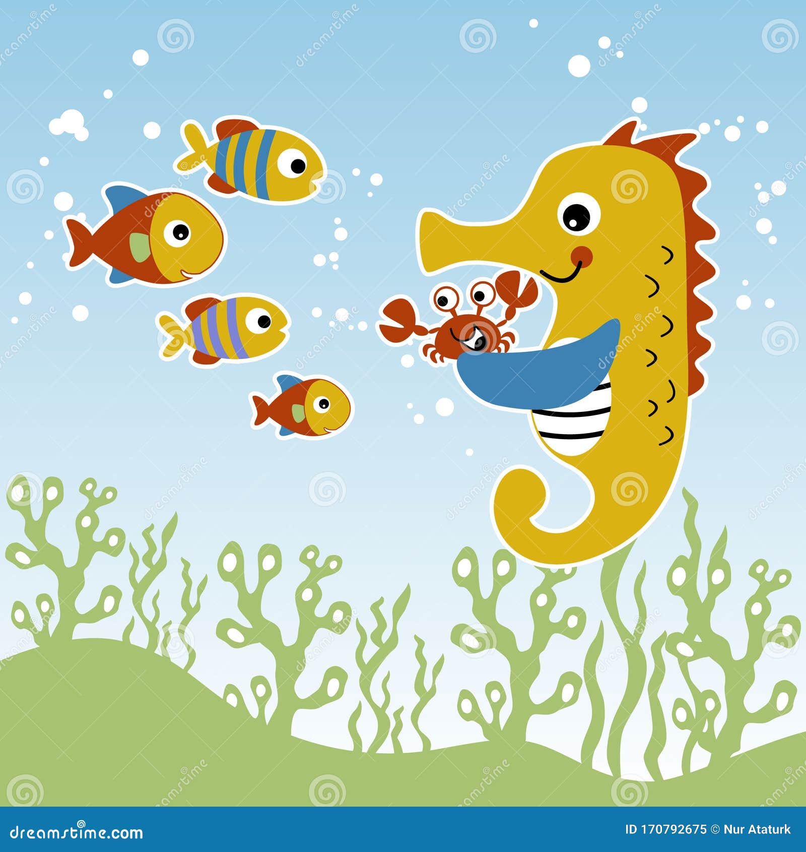 Cartoon of Marine Animals Underwater Stock Vector - Illustration of ...
