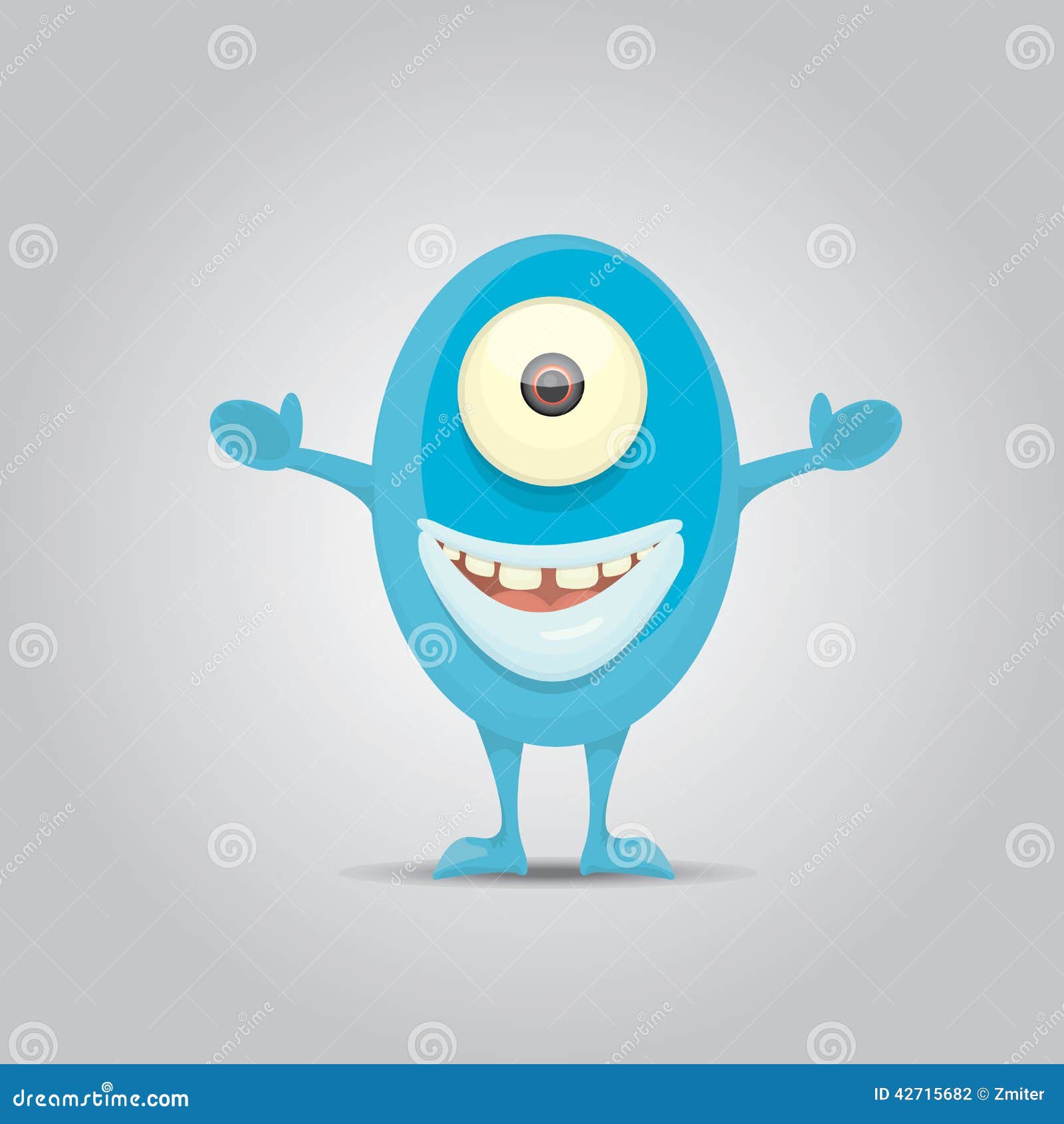 Vector Cartoon Cute Smiling Monster Stock Vector - Illustration of ...