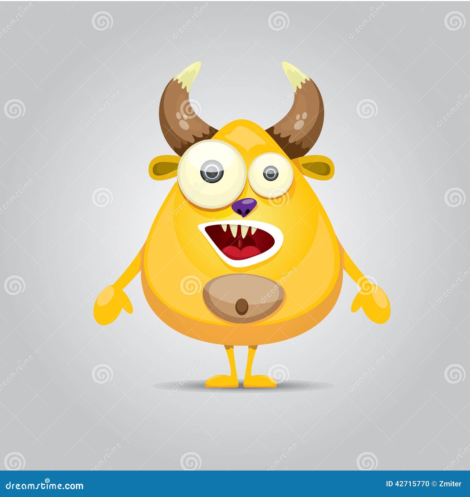 Vector Cartoon Cute Smiling Monster Stock Vector - Illustration of ...