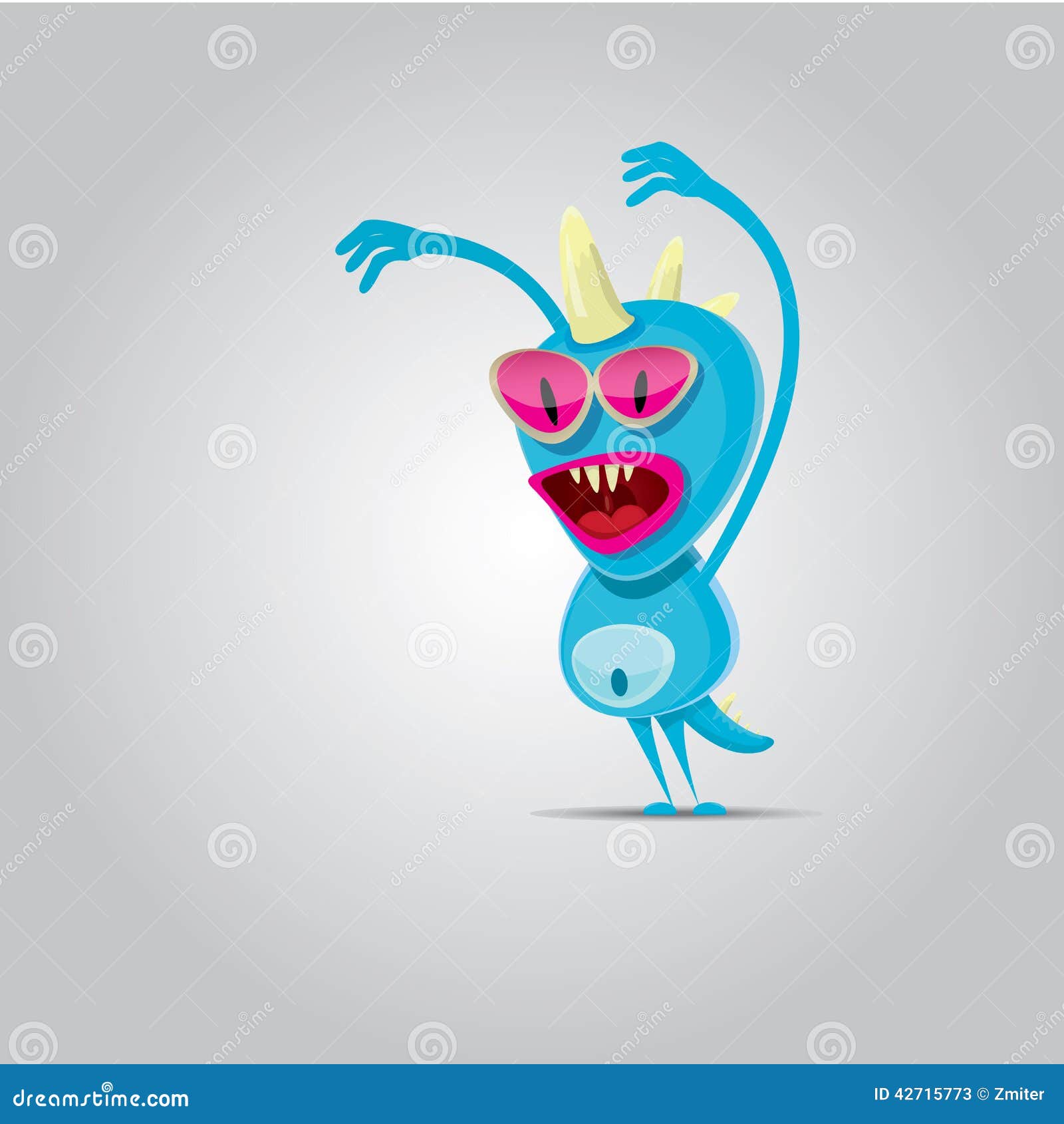 Vector Cartoon Cute Smiling Monster Stock Vector - Illustration of ...