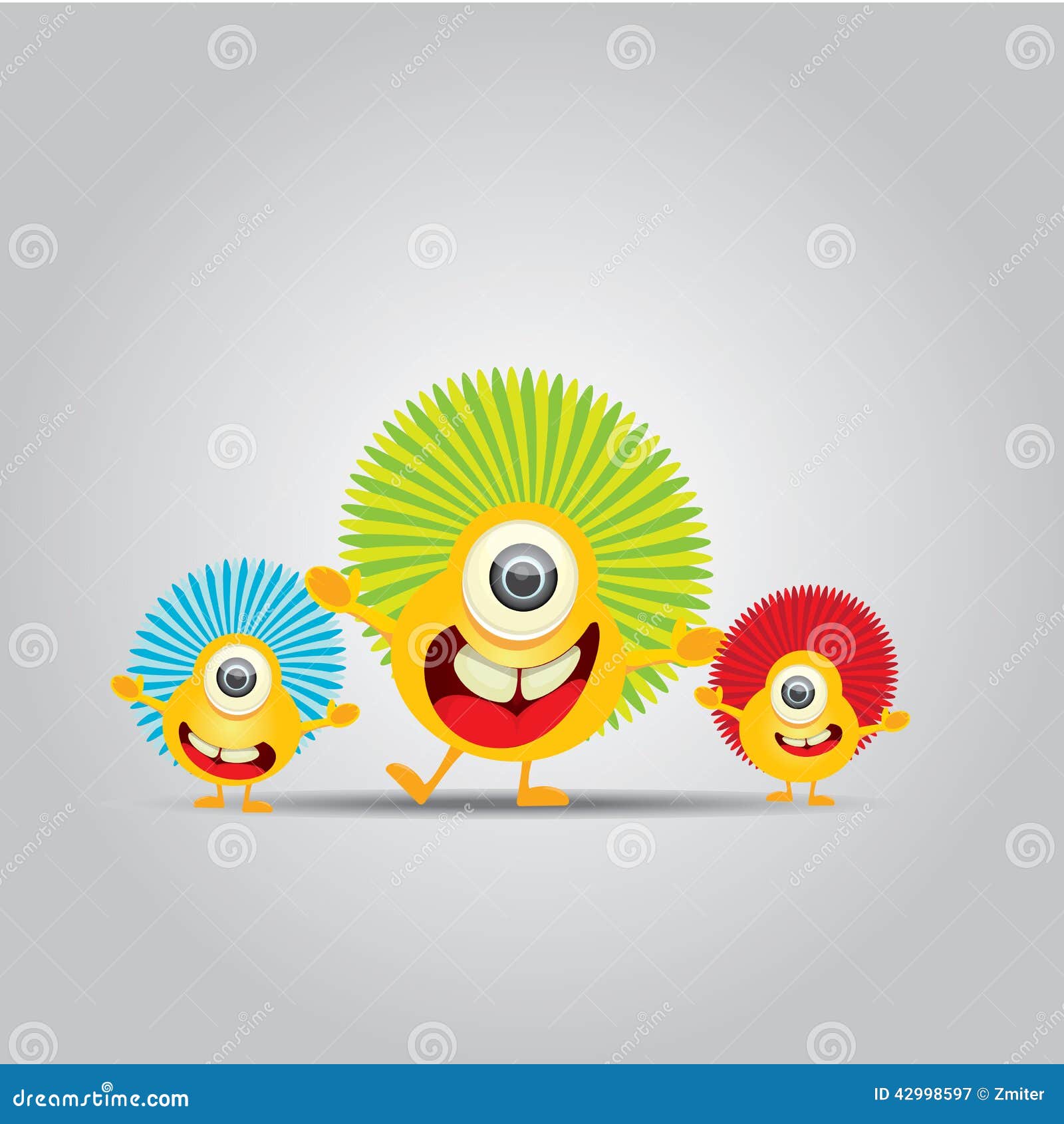 Vector Cartoon Cute Smiling Monster Stock Vector - Illustration of ...