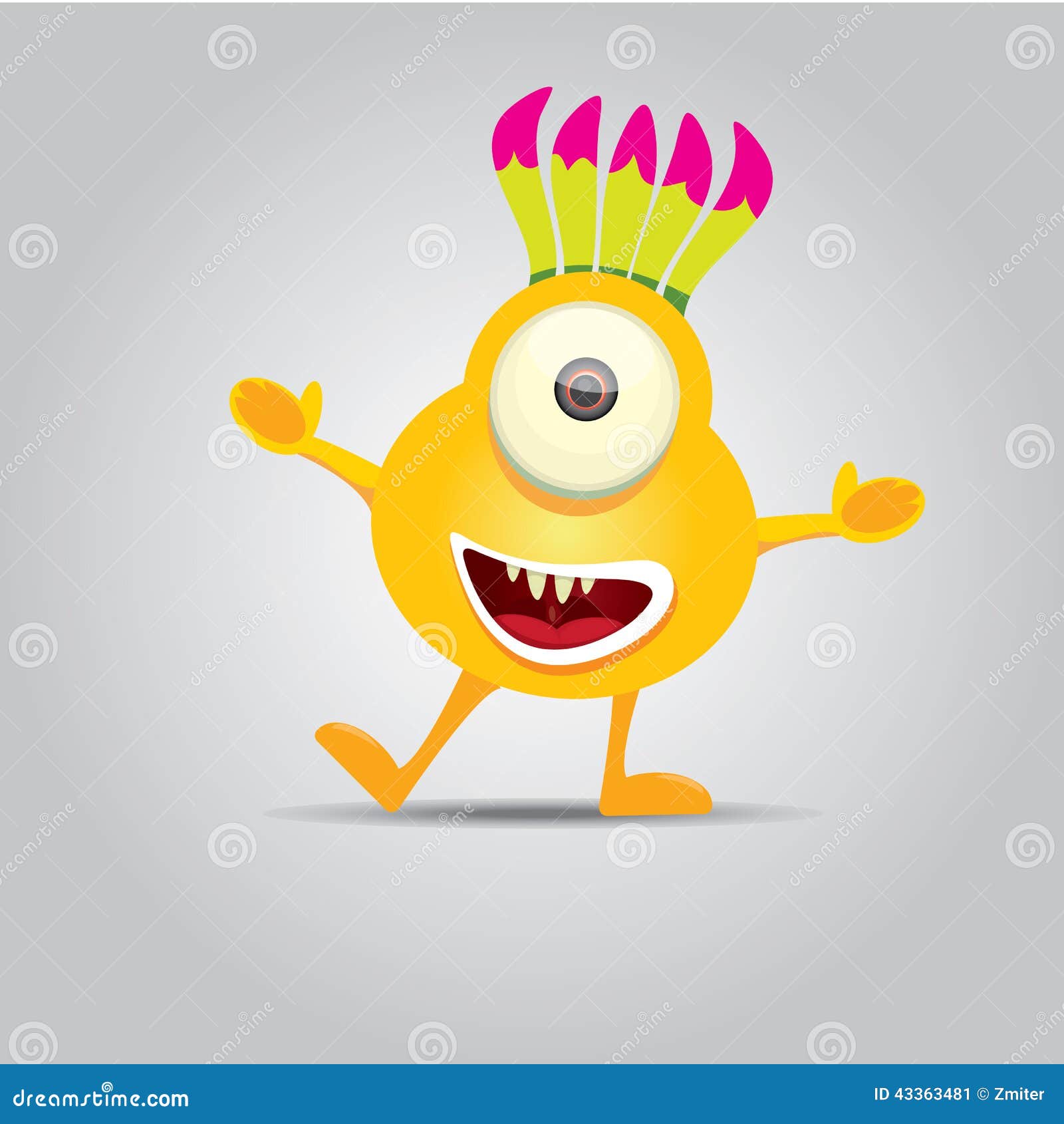 Vector Cartoon Cute Smiling Monster Stock Vector - Illustration of ...