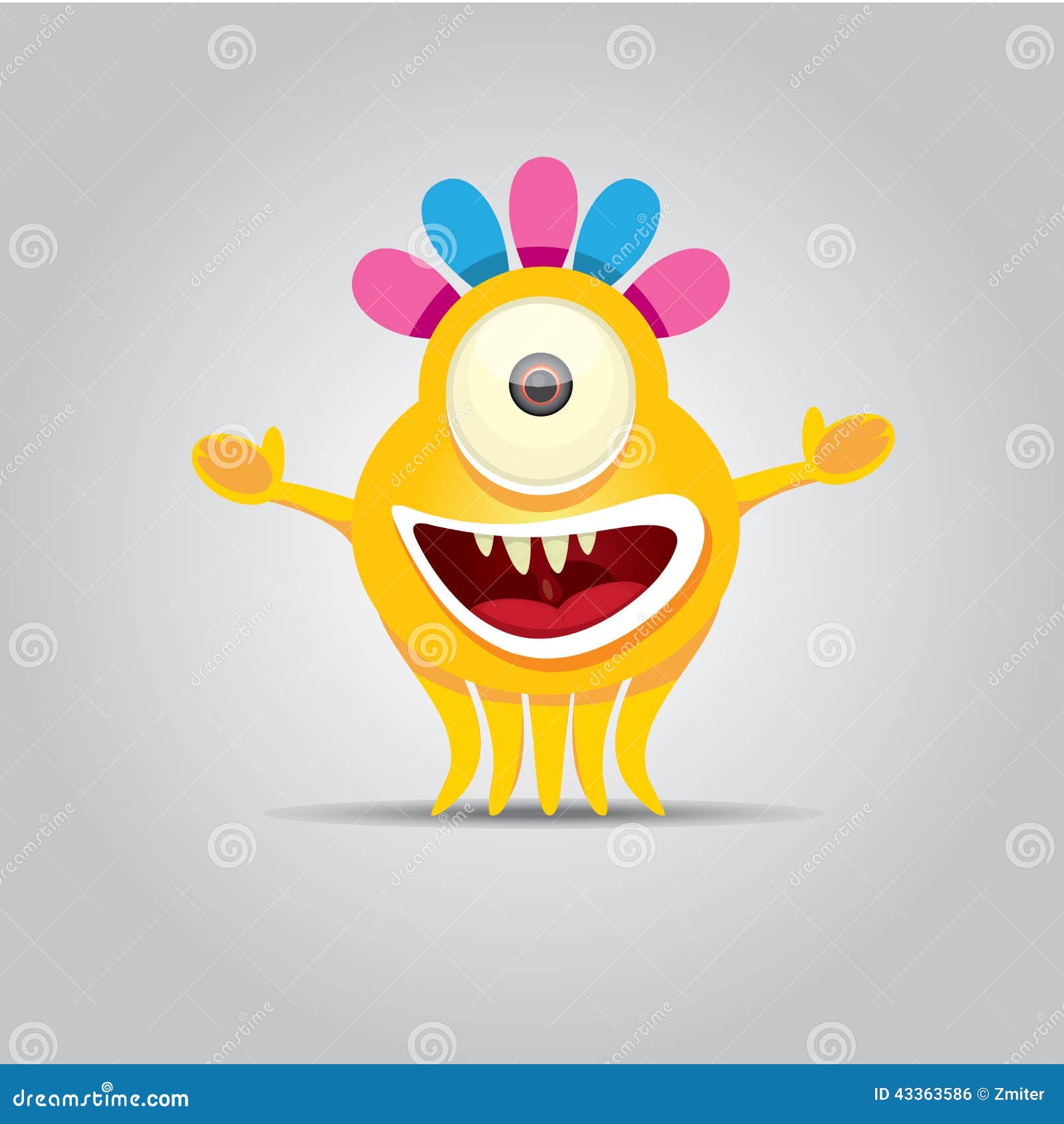 Vector Cartoon Cute Smiling Monster Stock Vector - Illustration of ...