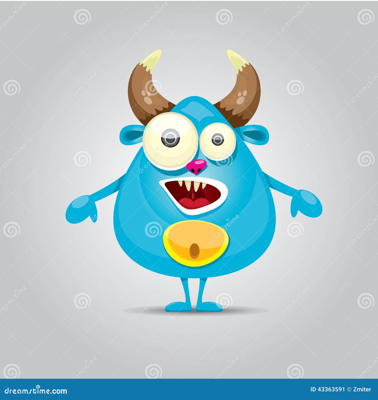 Vector Cartoon Cute Smiling Monster Stock Vector - Illustration of ...