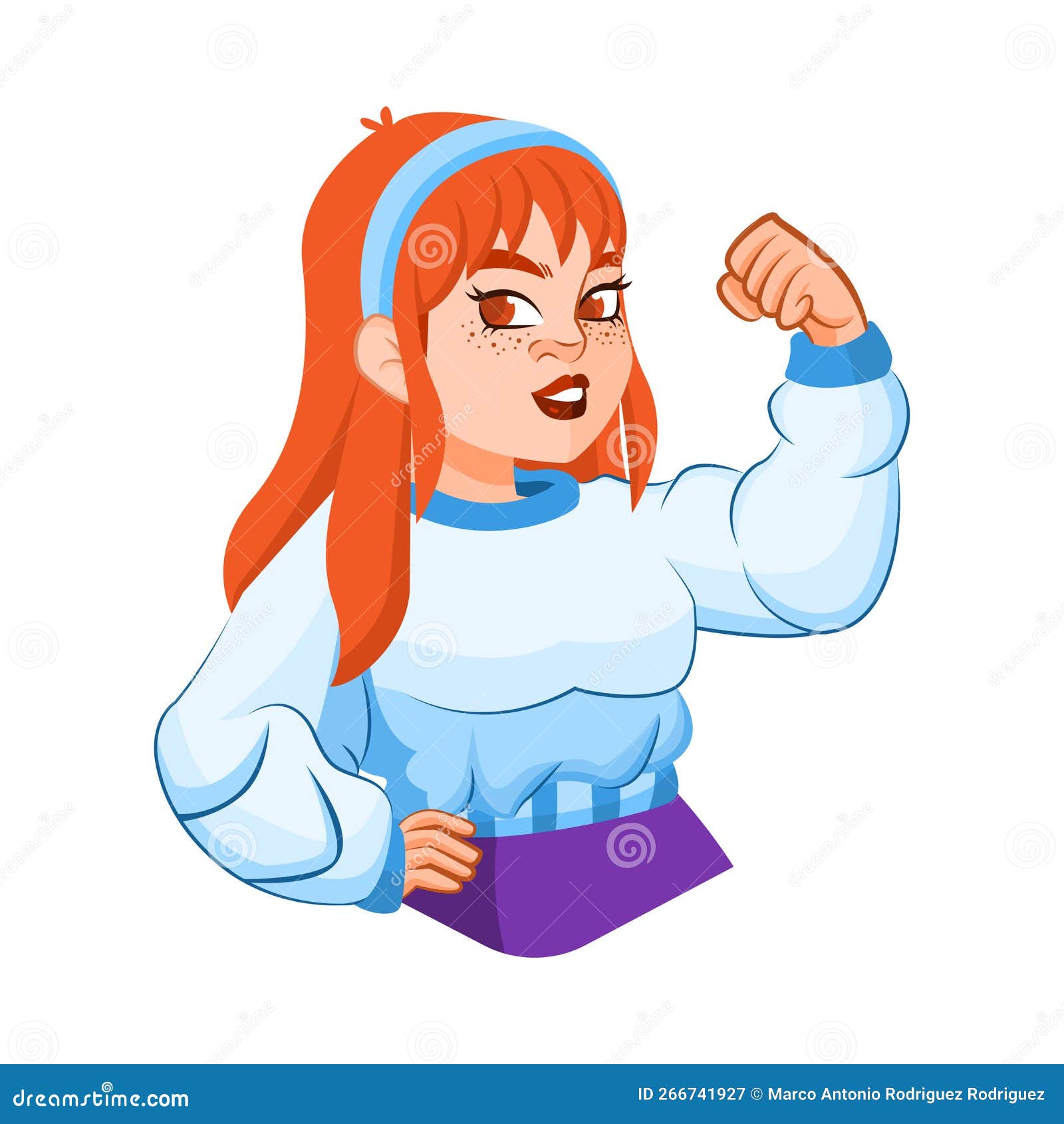 Vector Cartoon Cute Strong Female Character Isolated Stock Vector ...