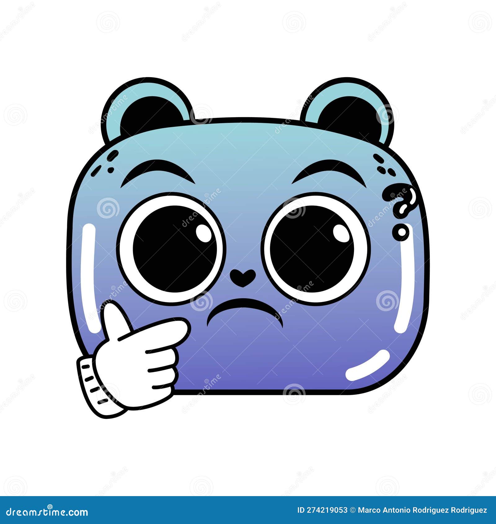 Vector Cartoon Cute Thinking Face Emoji Isolated Illustration Stock ...