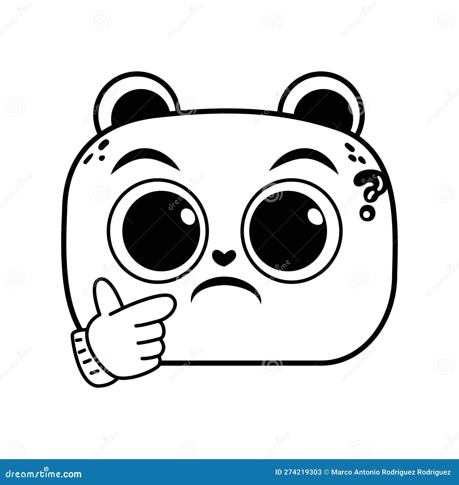 Vector Cartoon Cute Thinking Face Emoji Isolated Illustration Stock ...