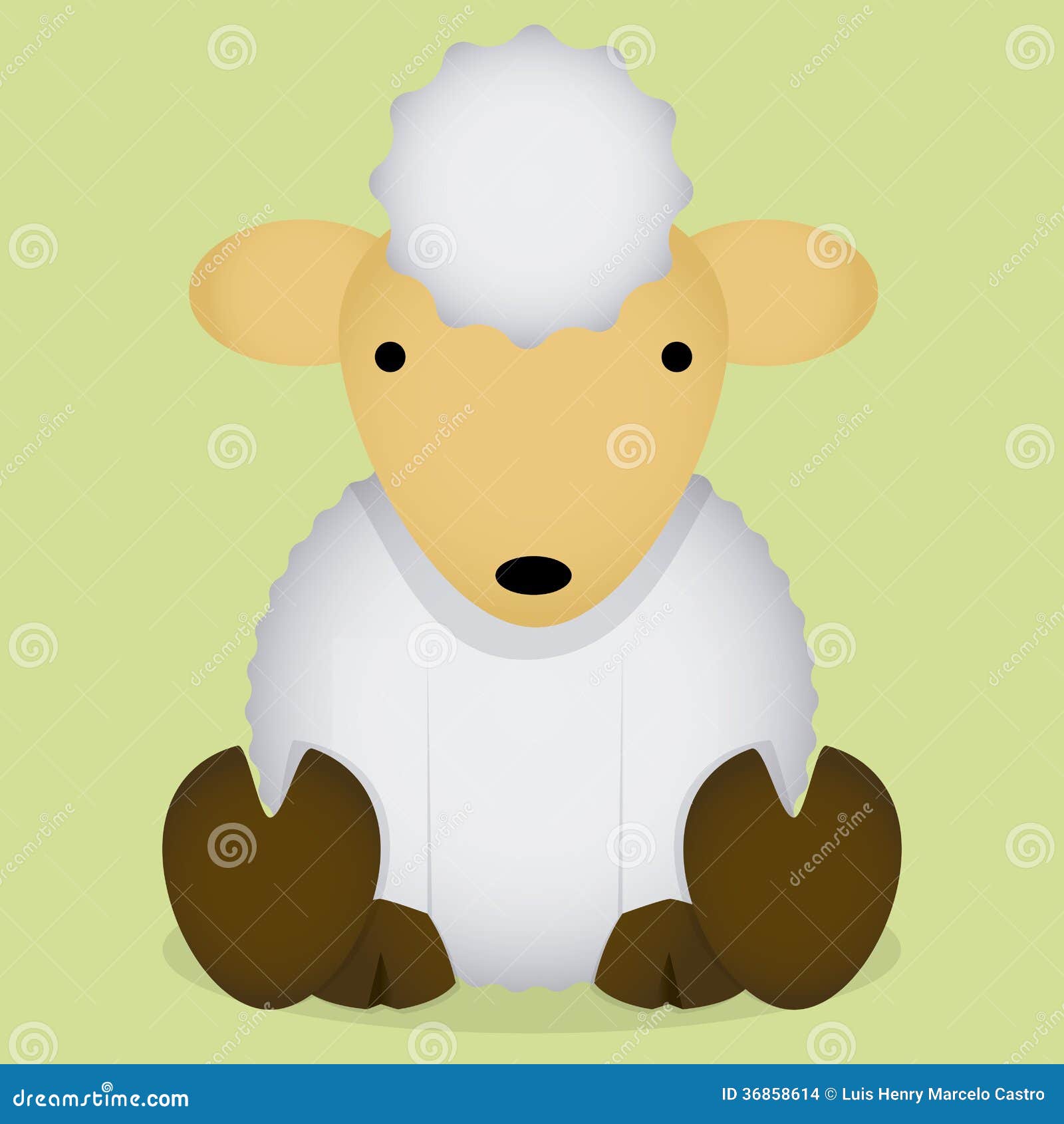 Vector Cartoon Cute White Sheep Sitting Isolated Stock Vector ...