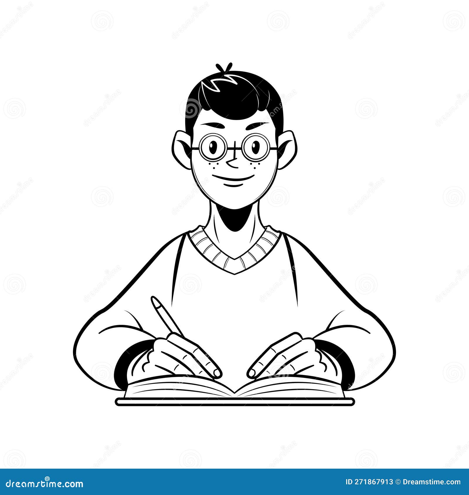 Vector Cartoon Cute Young Student Character Isolated Stock Vector ...