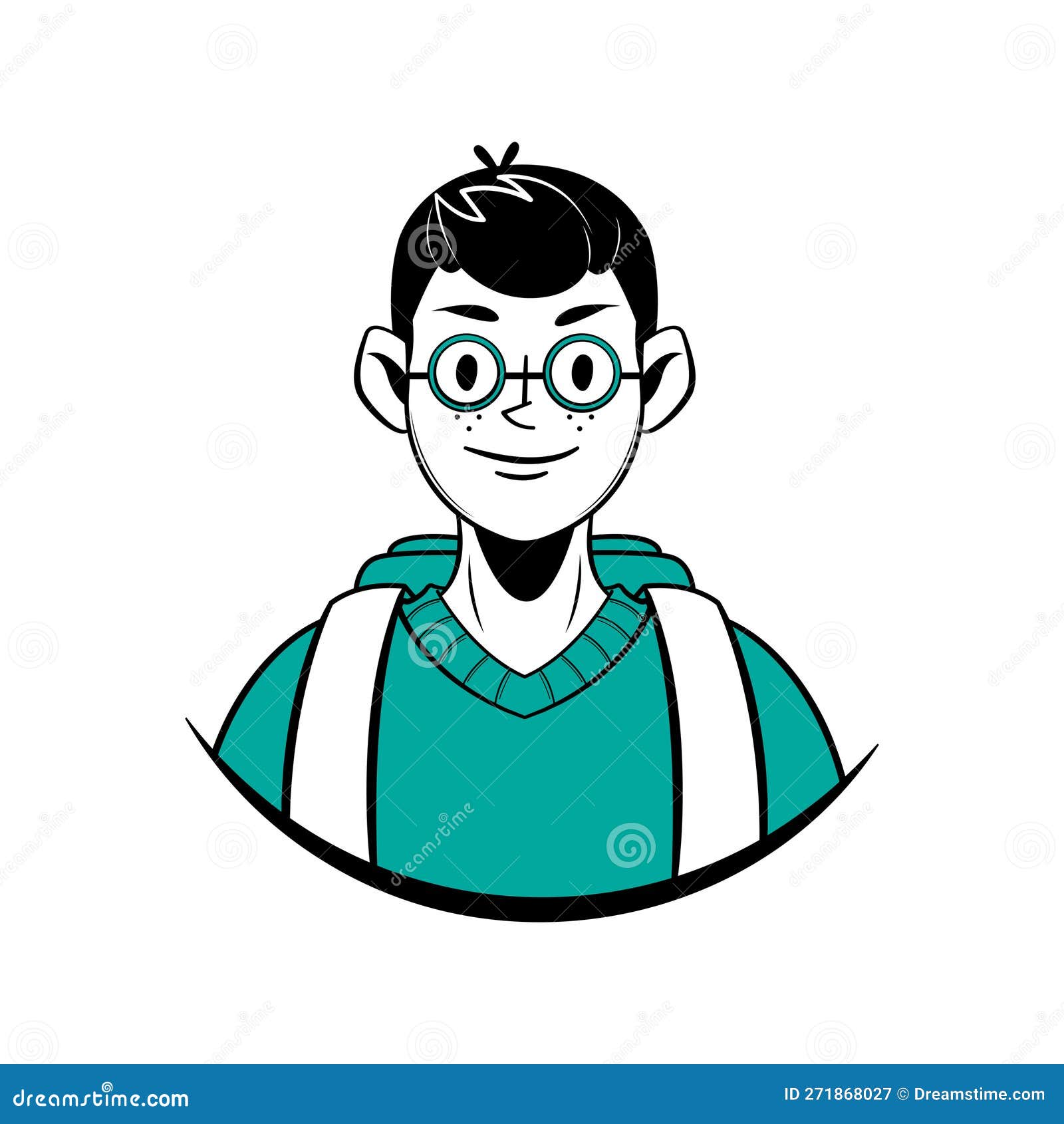 Vector Cartoon Cute Young Student Character Isolated Stock Vector ...