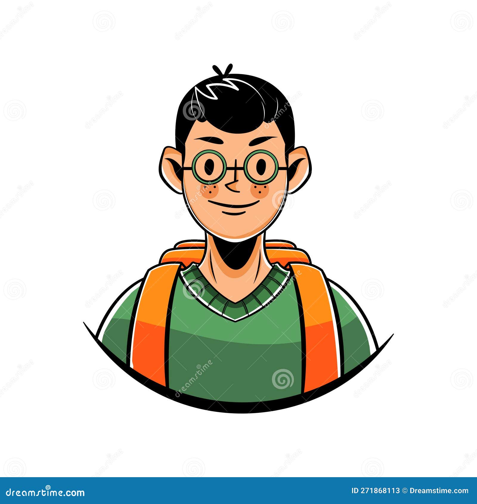 Vector Cartoon Cute Young Student Character Isolated Stock Vector ...