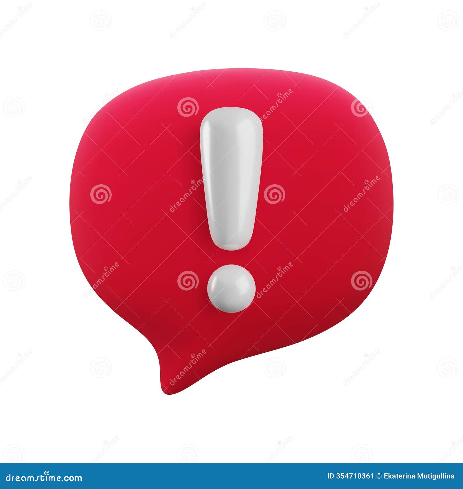 Vector Cartoon 3d Attention Message Icon. Cute Realistic Render of Red ...