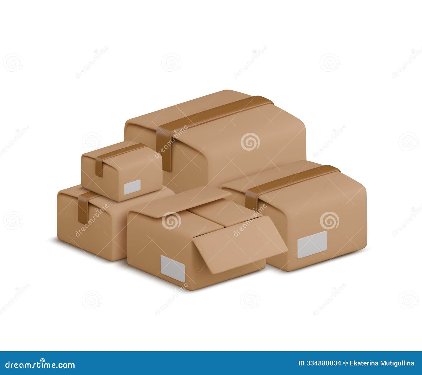 Vector Cartoon 3d Boxes Pile Illustration. Cute Stack of Cardboard ...