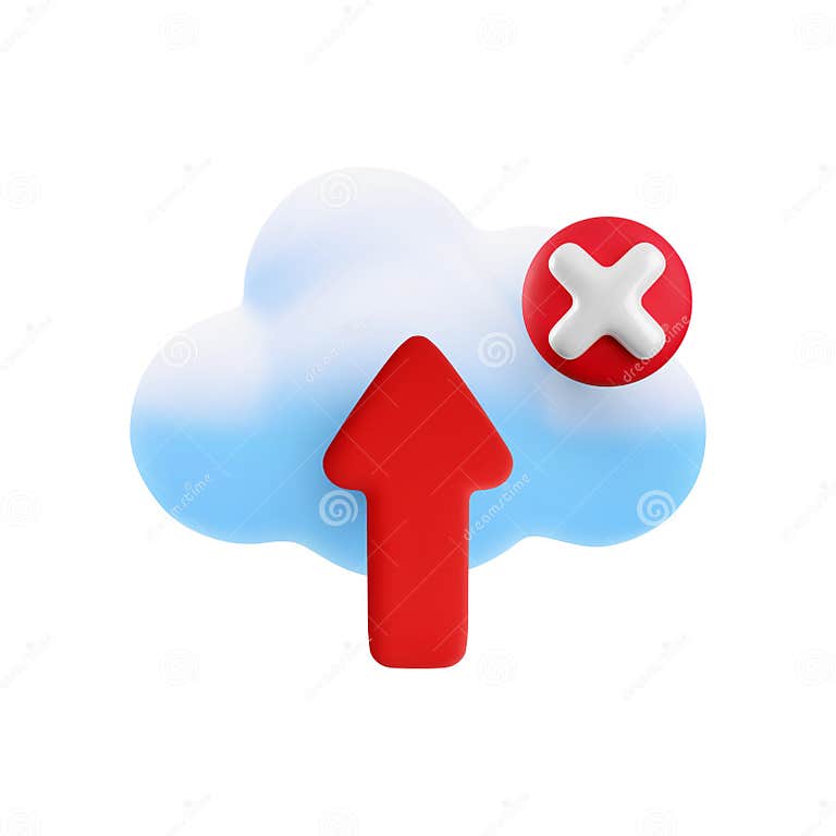 Vector Cartoon 3d Cloud Computing Error Icon. Realistic Render of Cloud ...