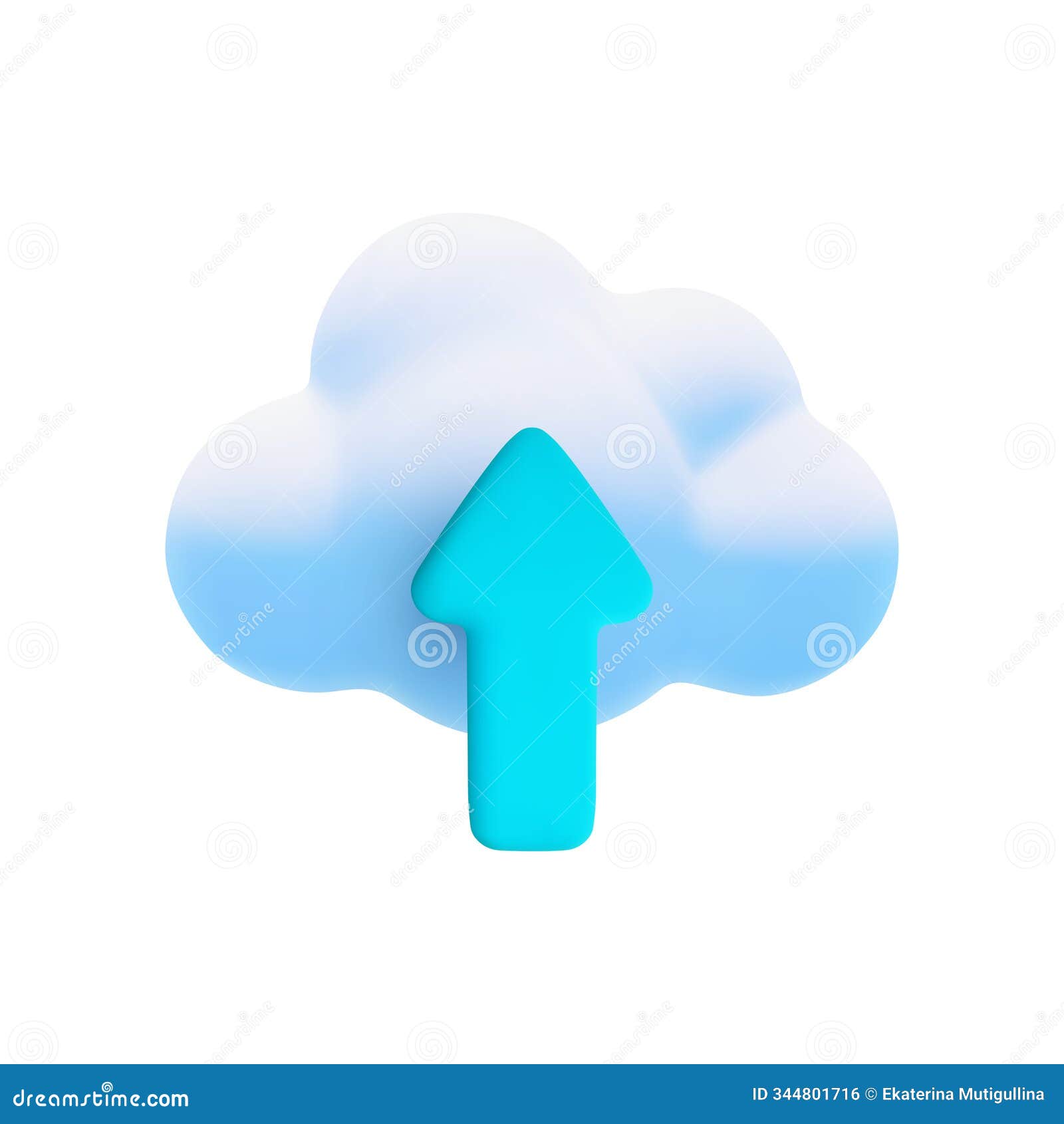 Vector Cartoon 3d Cloud Computing Icon. Realistic Render of Cloud and Blue Upload or Download ...