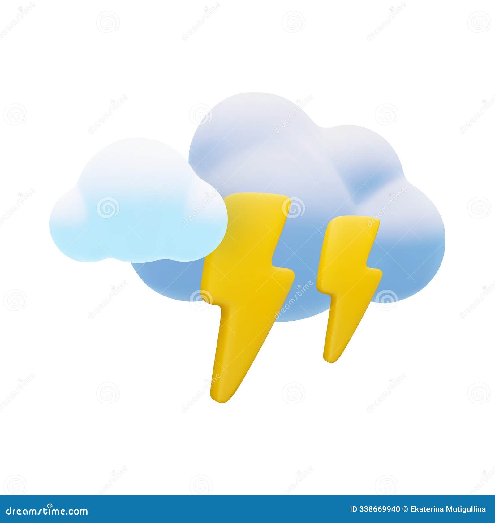 Vector Cartoon 3d Cloud with Lightning Flashes Weather Icon. Cute 3d ...