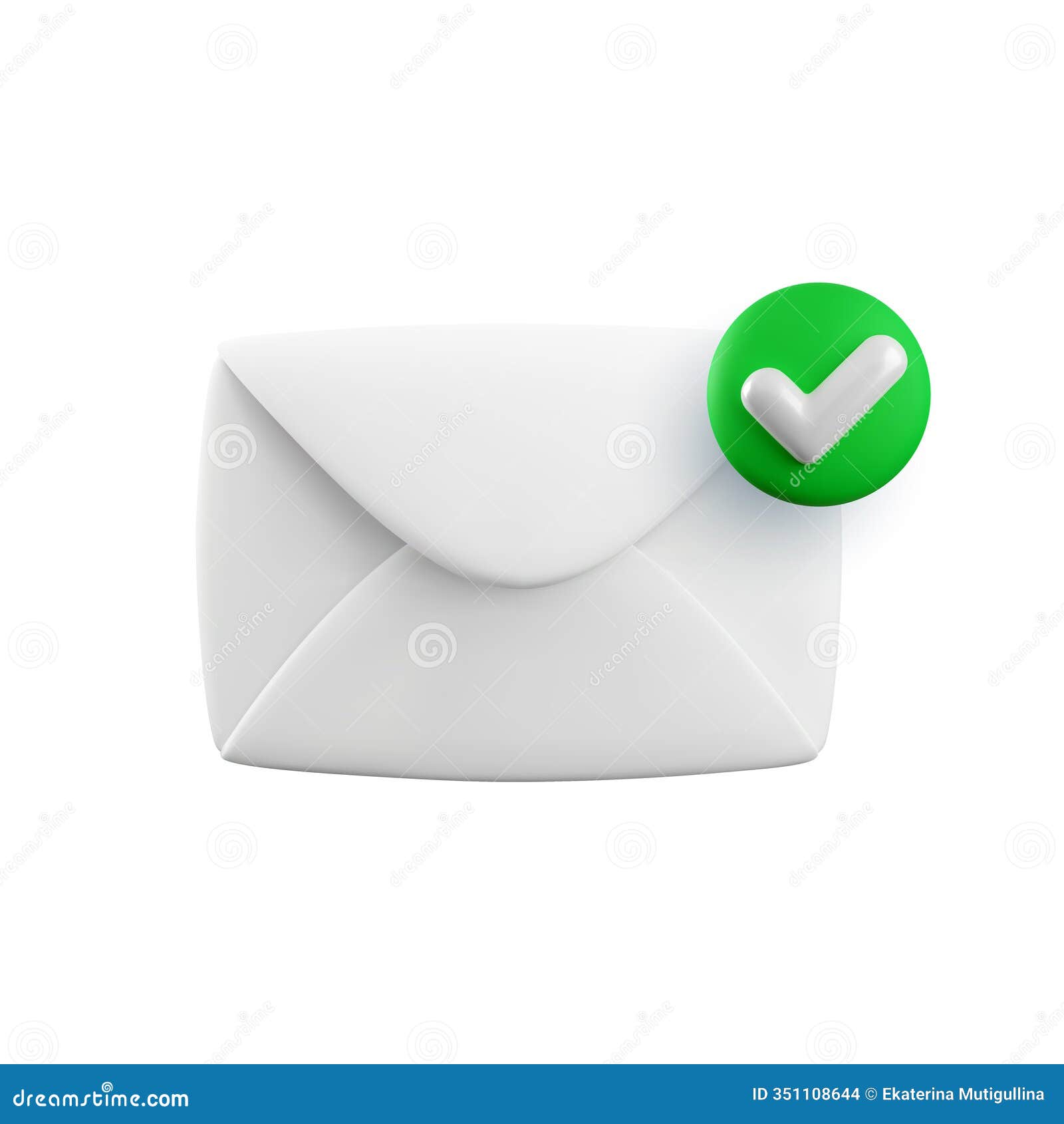 Vector Cartoon 3d Confirmed Message Icon. 3d Render Closed Envelope ...