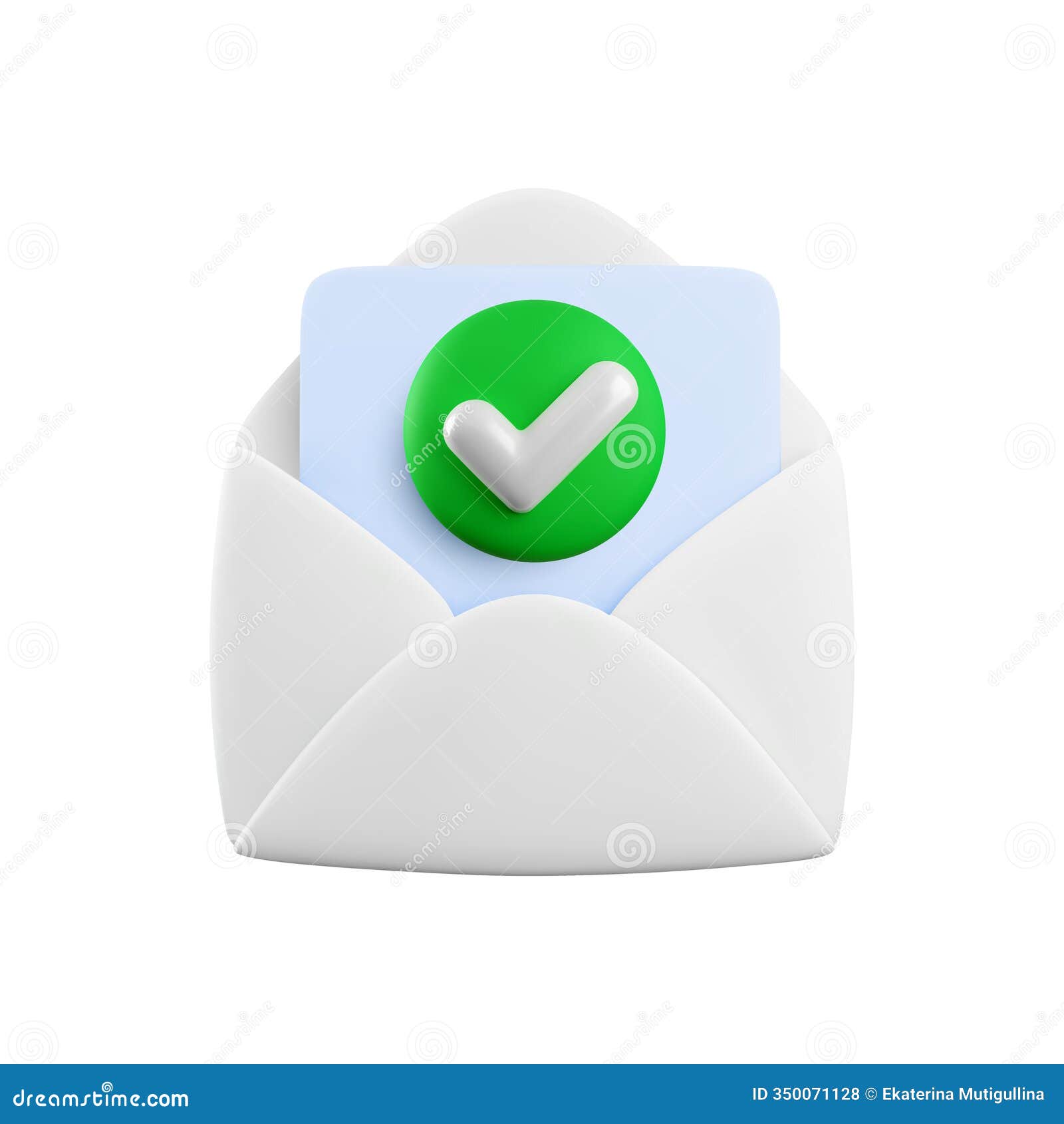 Vector Cartoon 3d Confirmed Message Icon. 3d Render Open Envelope ...