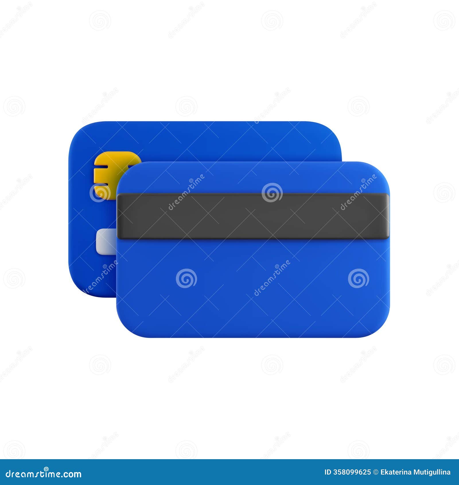 Vector Cartoon 3d Credit Card Stack Icon. Realistic 3d Render of Blue ...