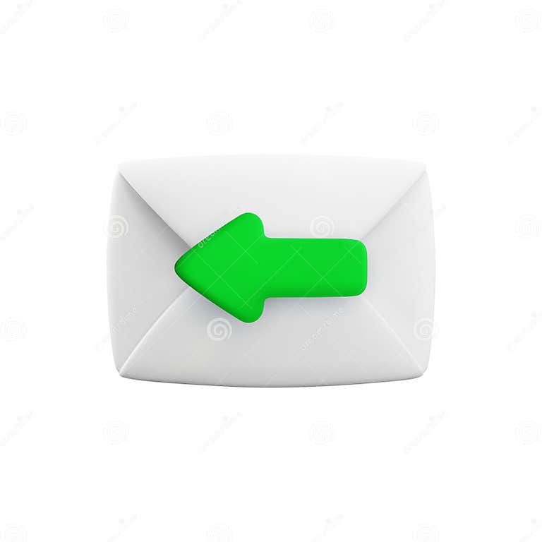 Vector Cartoon 3d Envelope with Left Green Arrow. Realistic 3d Render ...