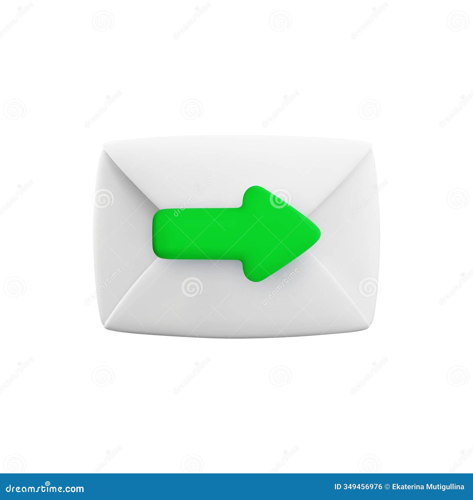 Vector Cartoon 3d Envelope with Right Green Arrow. Realistic 3d Render ...