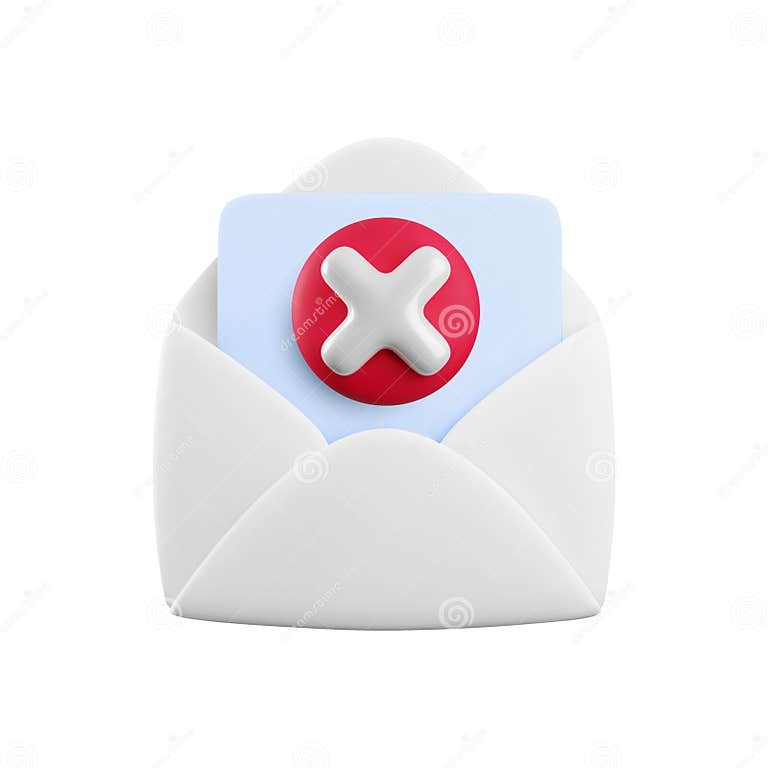 Vector Cartoon 3d Error Message Icon. 3d Render Open Envelope with ...