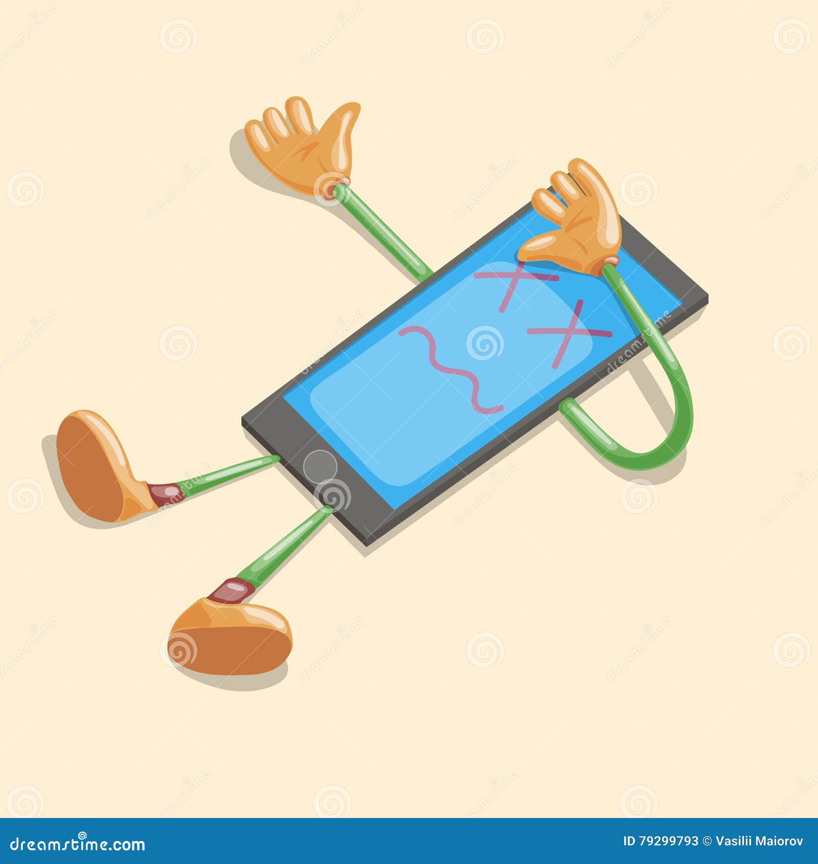 Vector cartoon dead phone stock vector. Illustration of communication ...