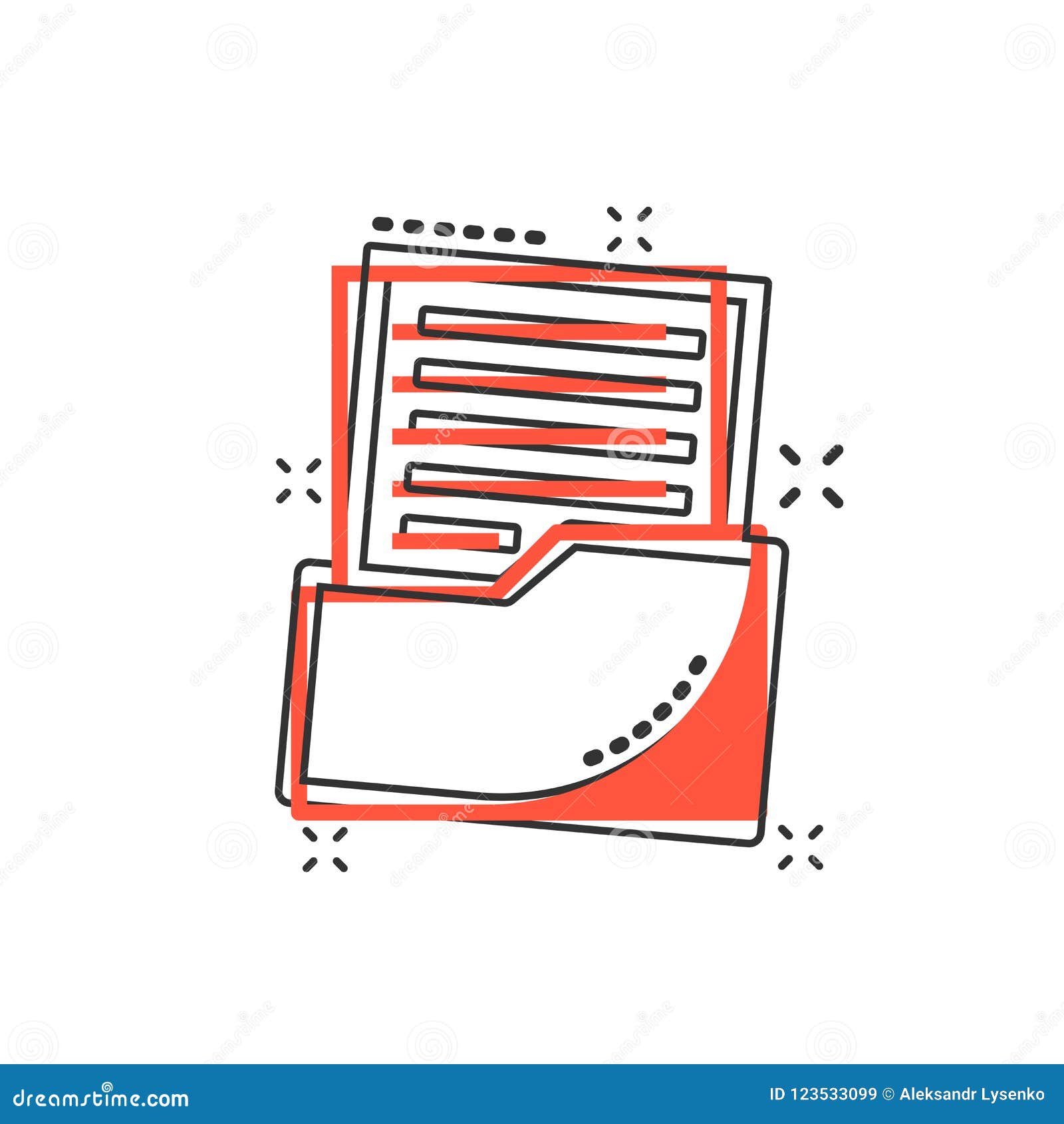 Vector Cartoon Document Icon in Comic Style. Archive Data File S Stock ...