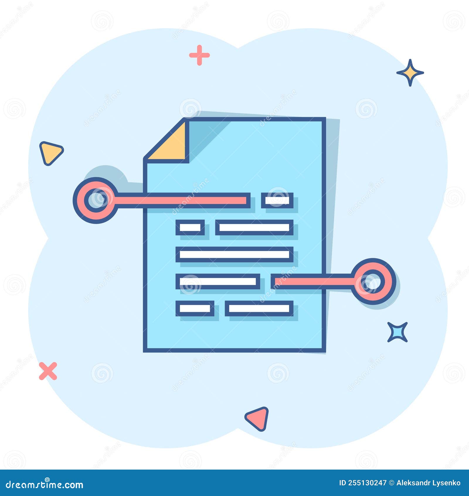 Vector Cartoon Document Paper Icon in Comic Style. Terms Sheet Concept ...