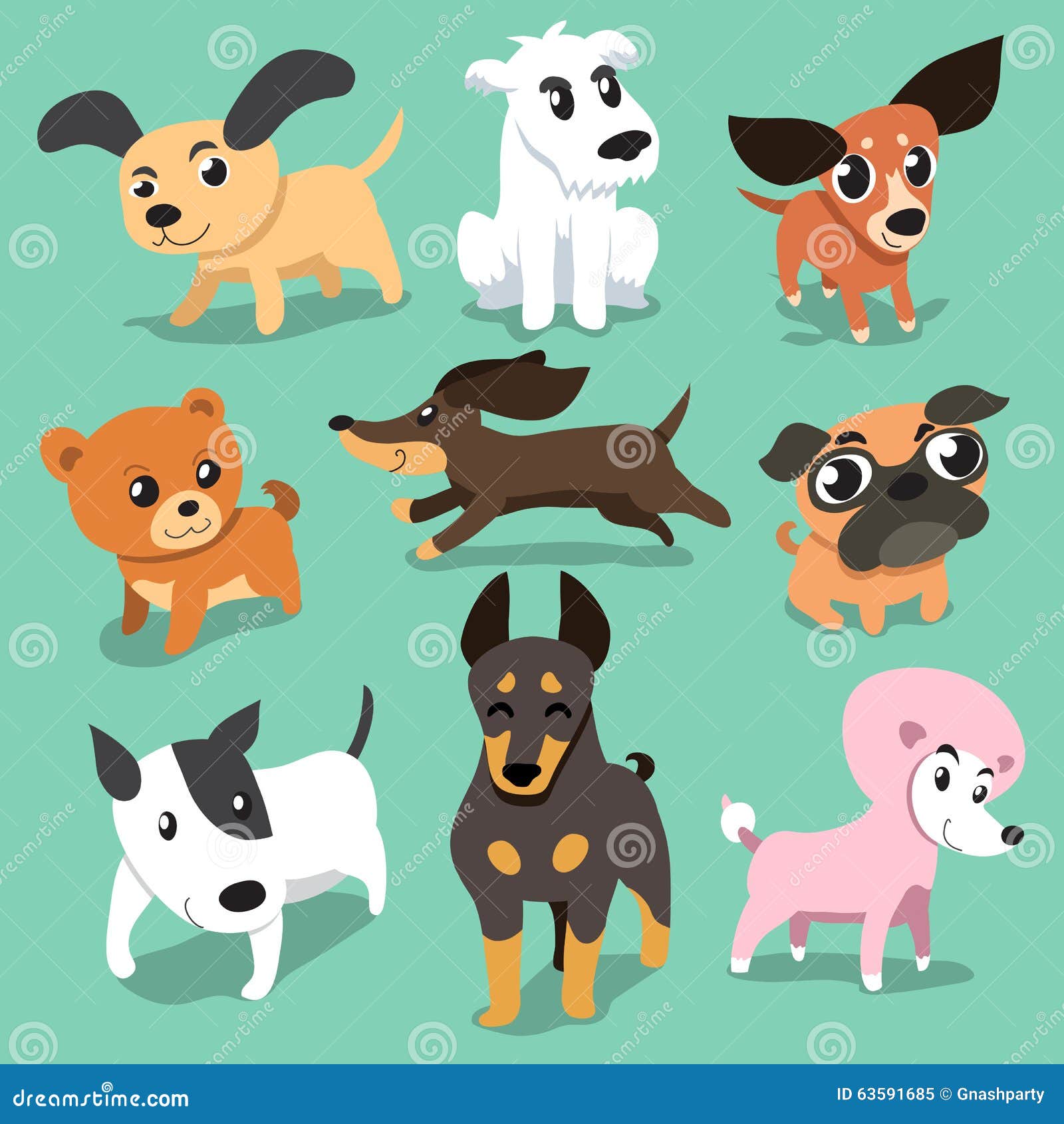 Vector cartoon dogs stock vector. Illustration of domesticated - 63591685