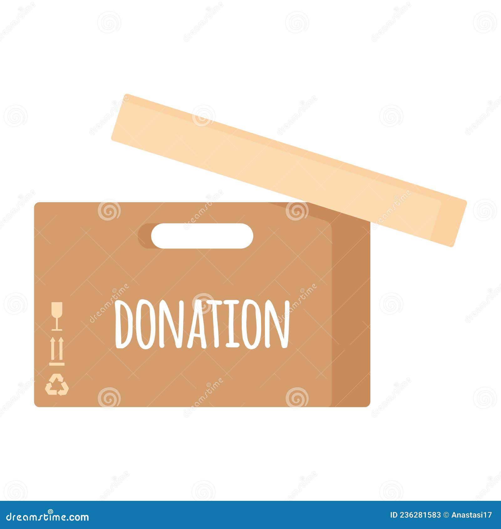 Vector Cartoon Donation Cardboard Box | CartoonDealer.com #236281583