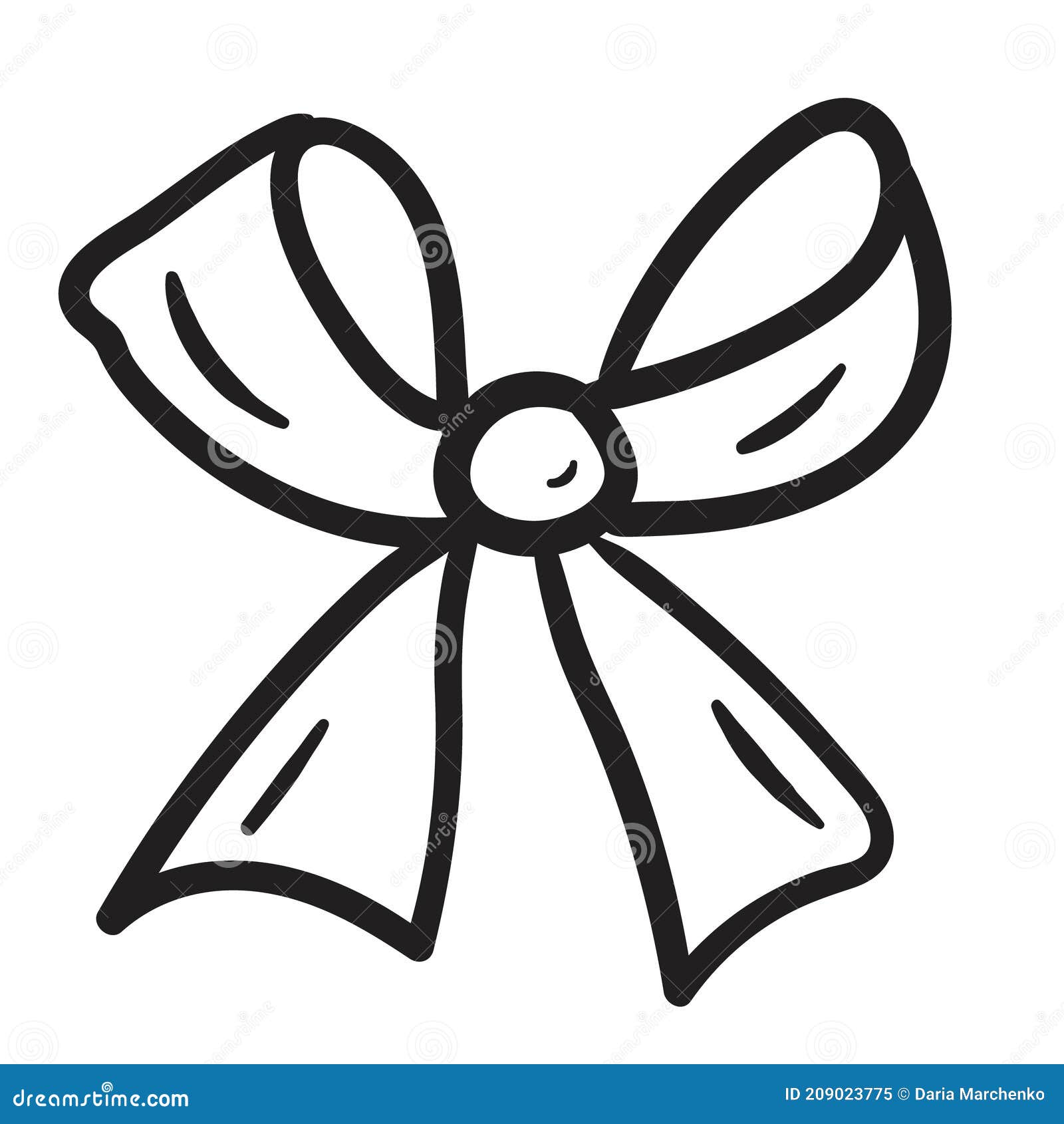 Vector Cartoon Doodle Bow. Simple Icon Stock Vector - Illustration of ...