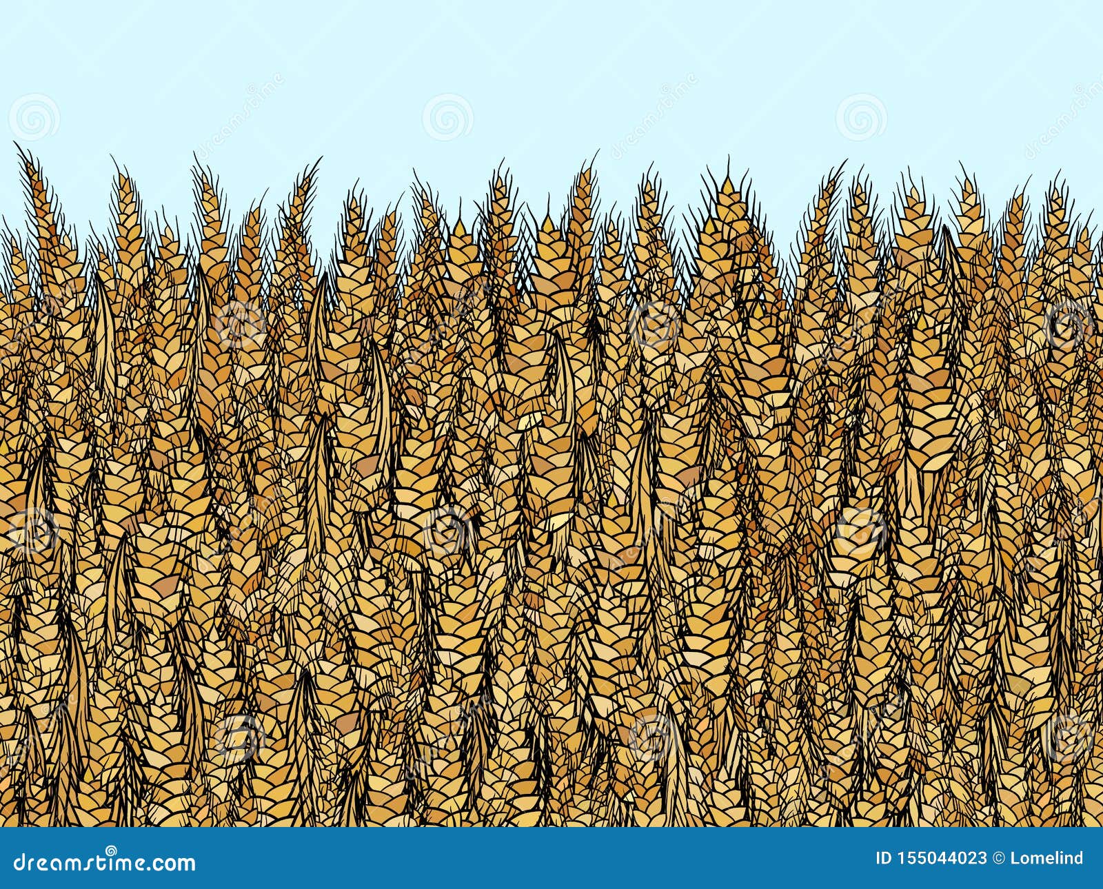 Vector Cartoon Doodle Wheat Background Stock Illustration ...